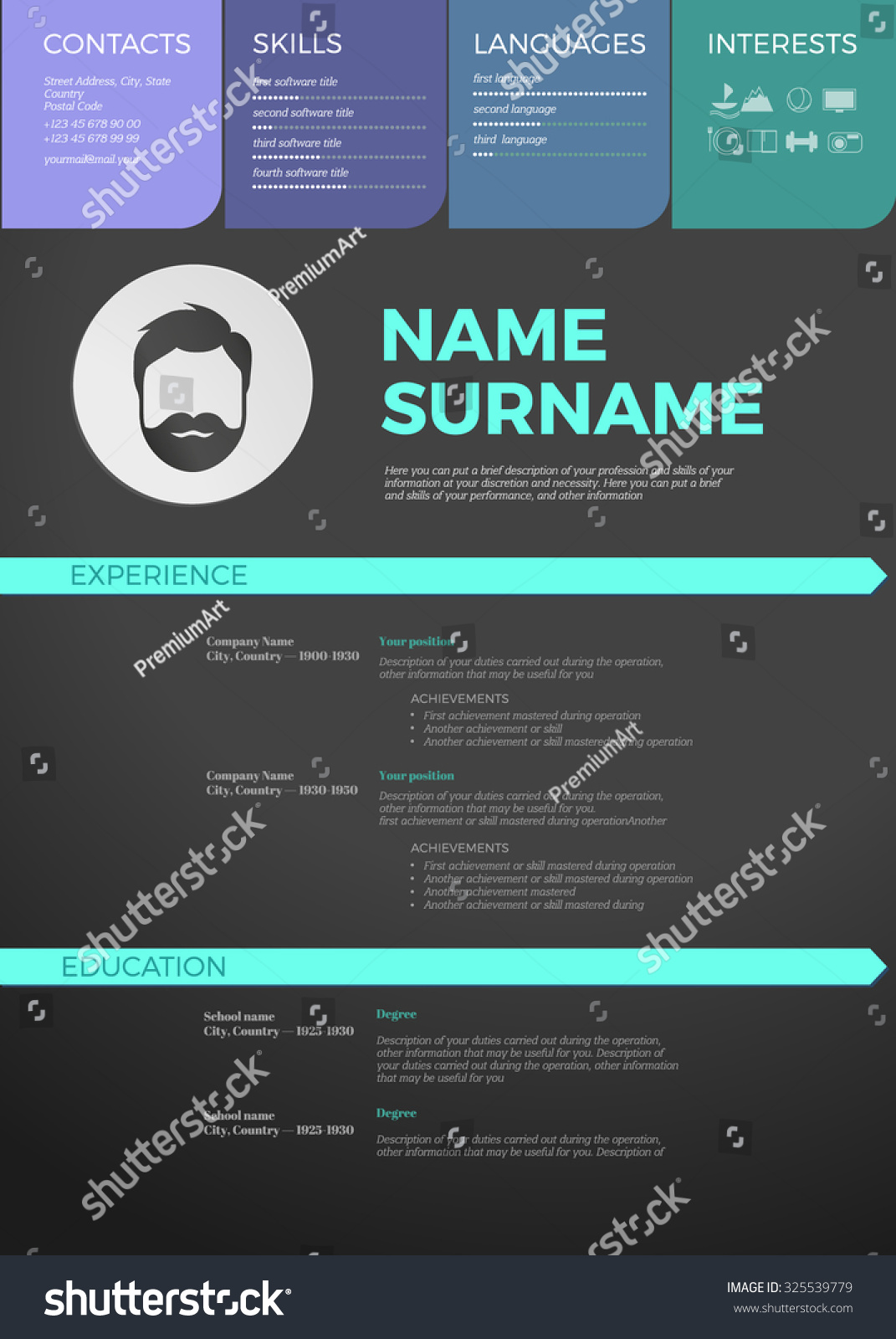 Modern Cv Resume Vertical Template Stock Vector (Royalty Free ...