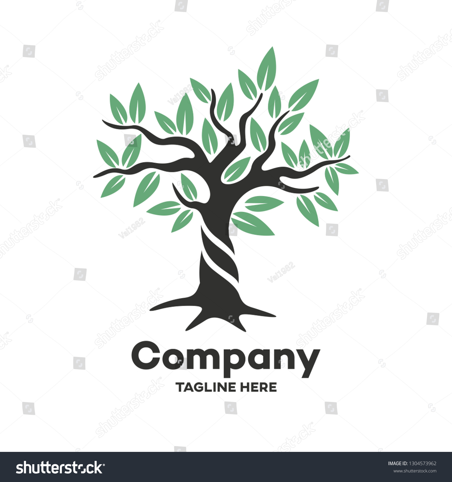 Modern Deciduous Tree Logo Stock Vector (Royalty Free) 1304573962