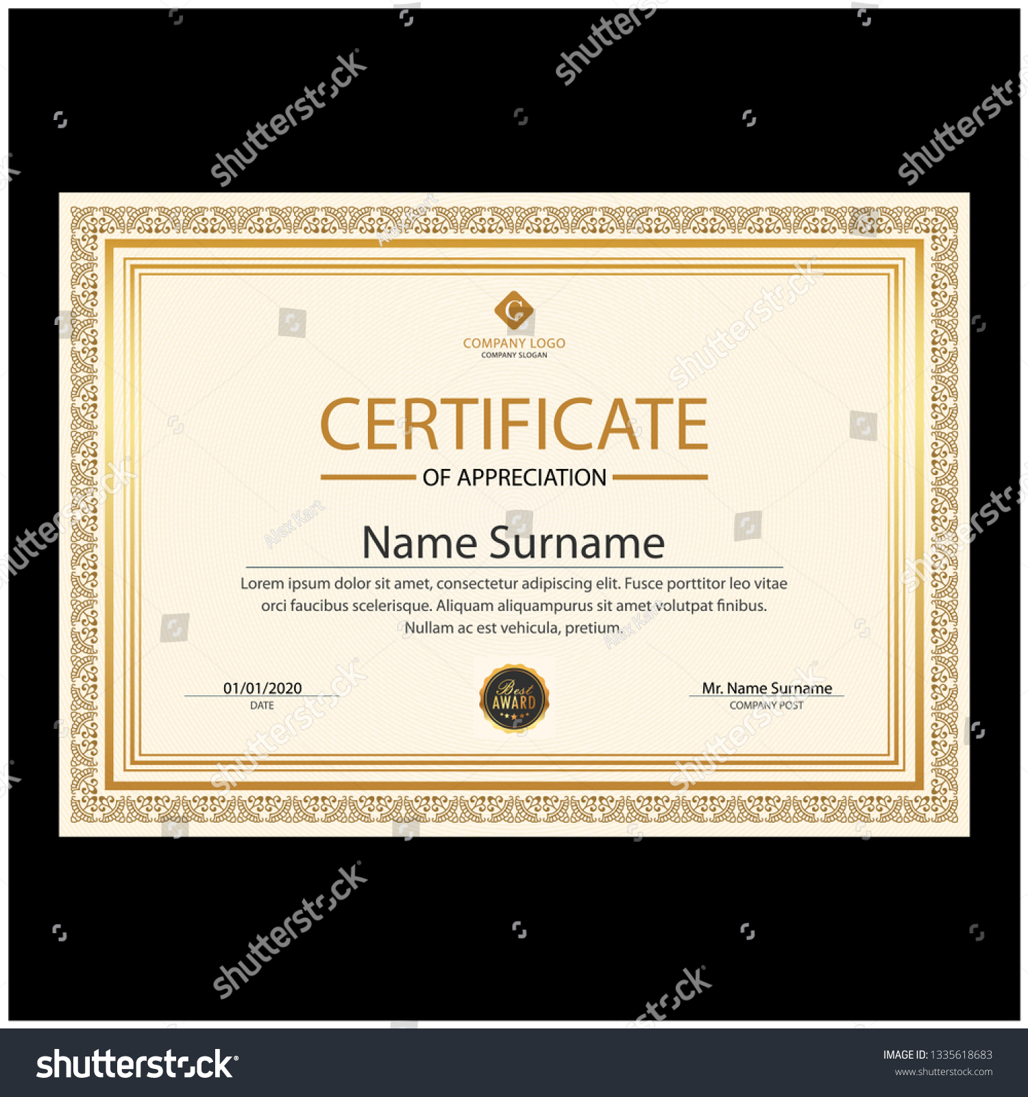 Modern Designer Certificate Stock Vector (Royalty Free) 1335618683 ...