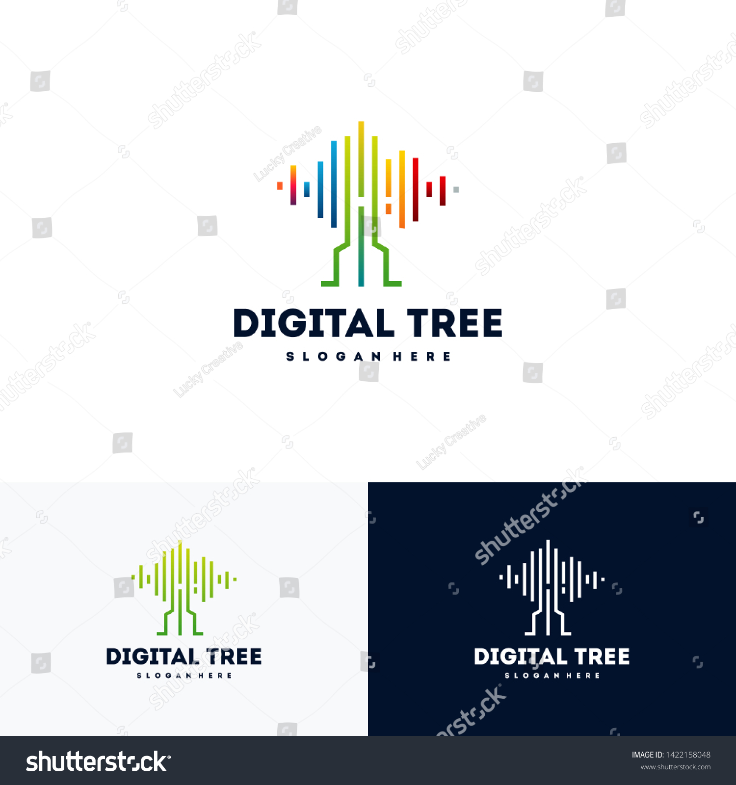 Modern Digital Tree Logo Designs Concept Stock Vector (Royalty Free ...