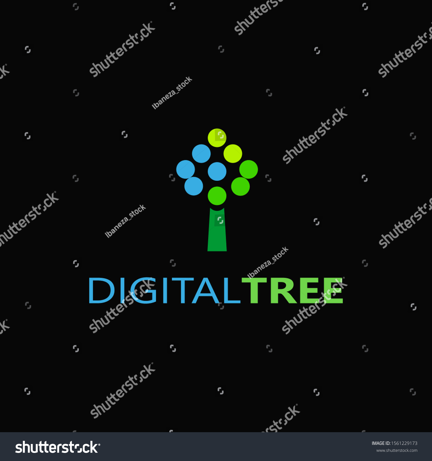Modern Digital Tree Logo Vector Stock Vector (Royalty Free) 1561229173