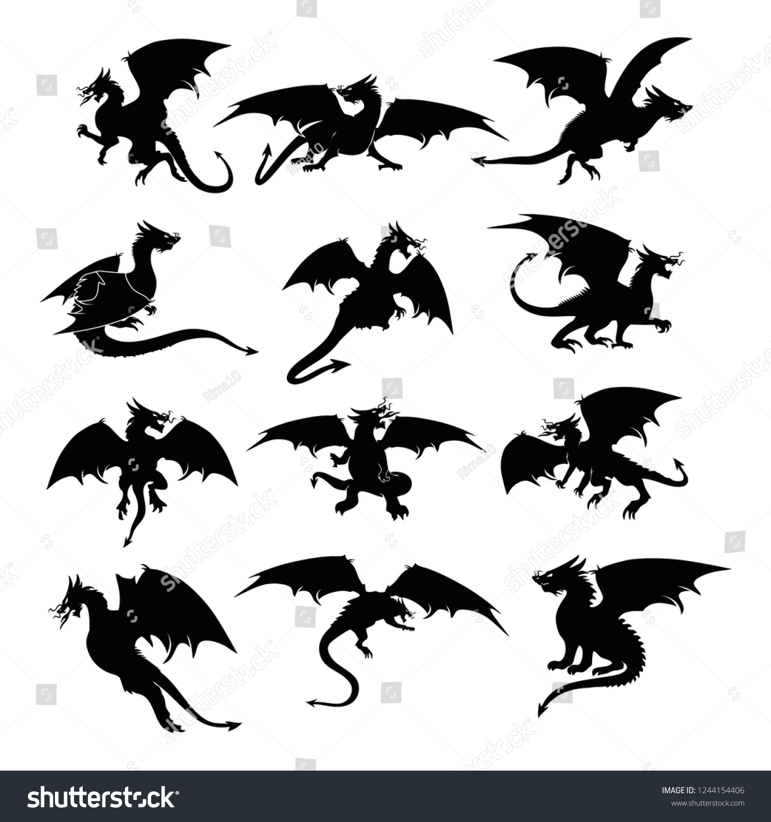 Modern Dragon Vector Classic Dragon Combination Stock Vector (Royalty ...
