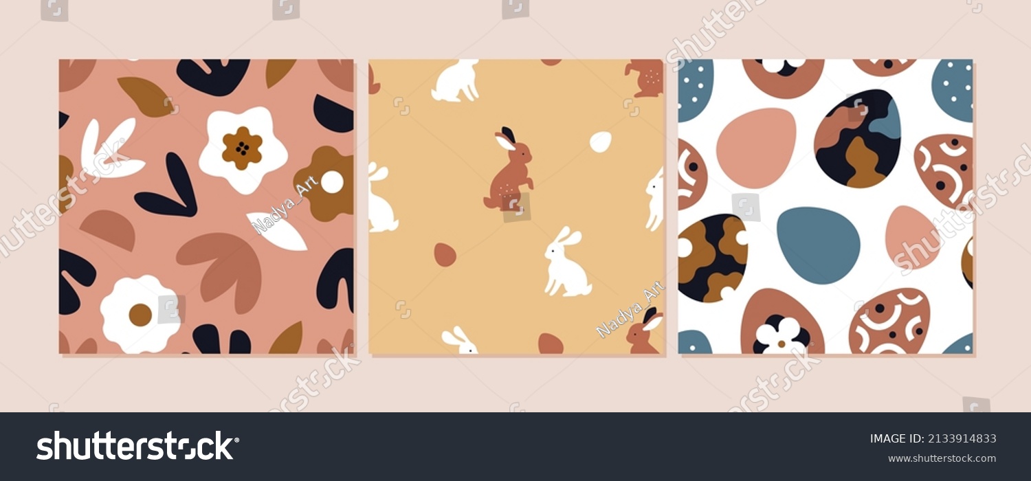 Modern Easter Patterns Collection Vector Cartoon Stock Vector (Royalty ...