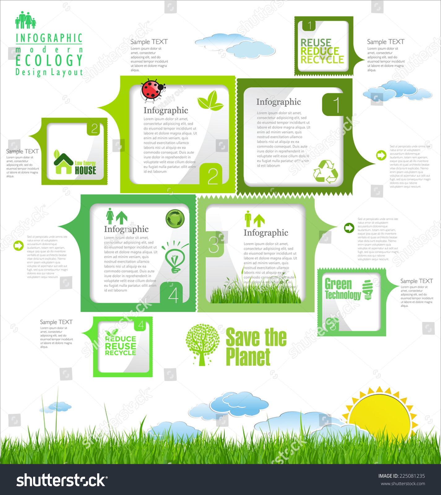 Modern Ecology Design Layout Stock Vector (Royalty Free) 225081235 ...