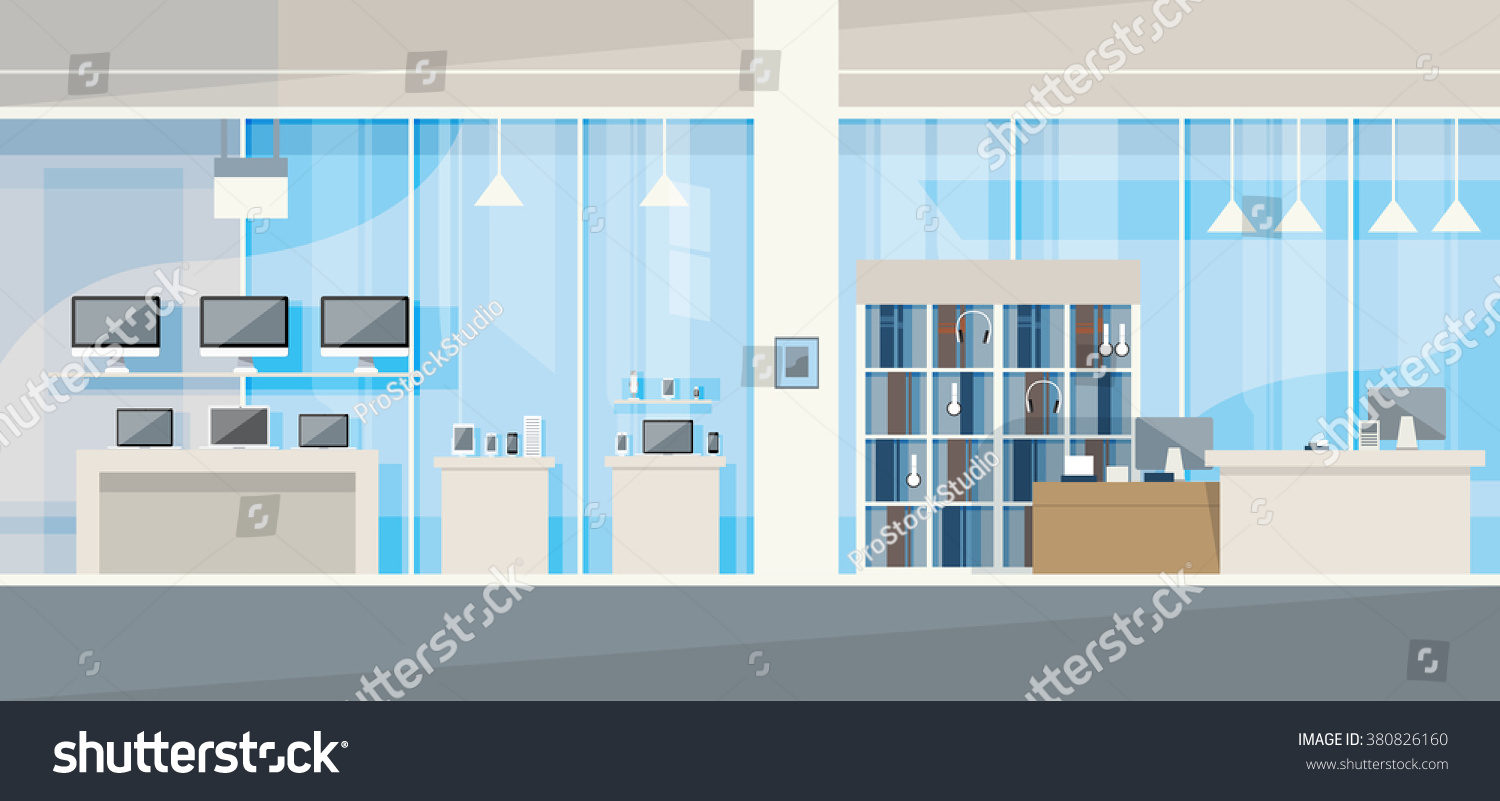 Modern Electronics Store Shop Interior Vector Stock Vector (Royalty ...