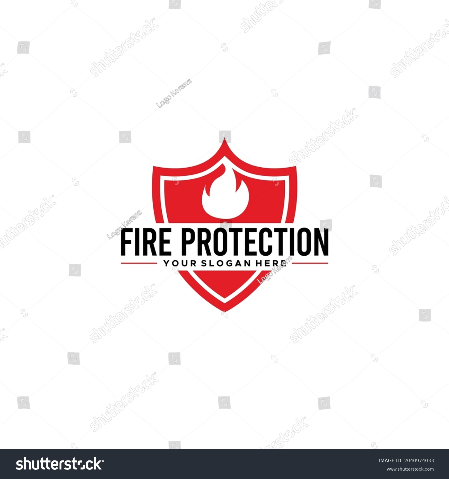 Modern Flat Fire Protection Shield Logo Stock Vector (Royalty Free ...