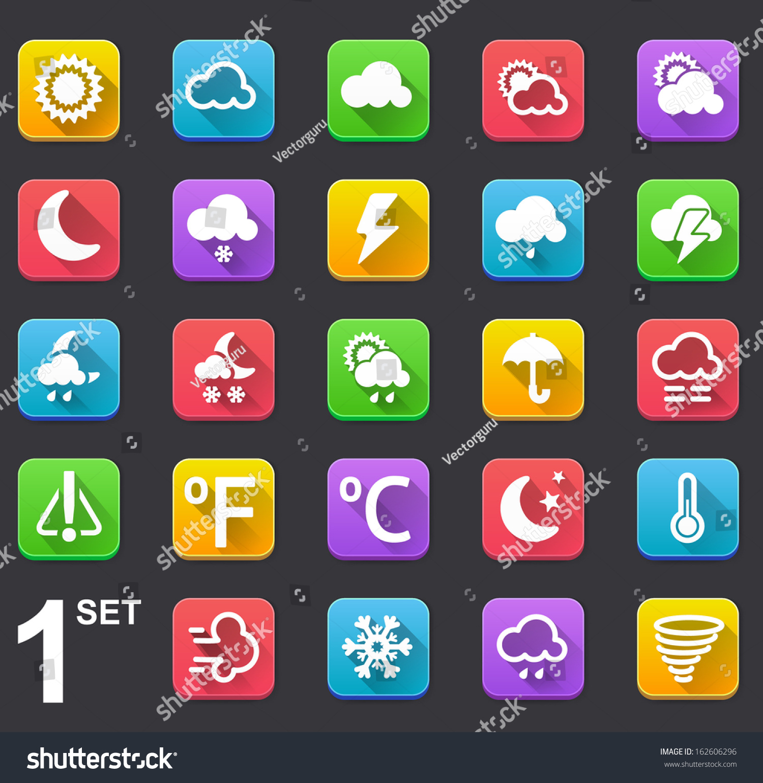 Modern Flat Vector Weather Icon Set Stock Vector (Royalty Free ...