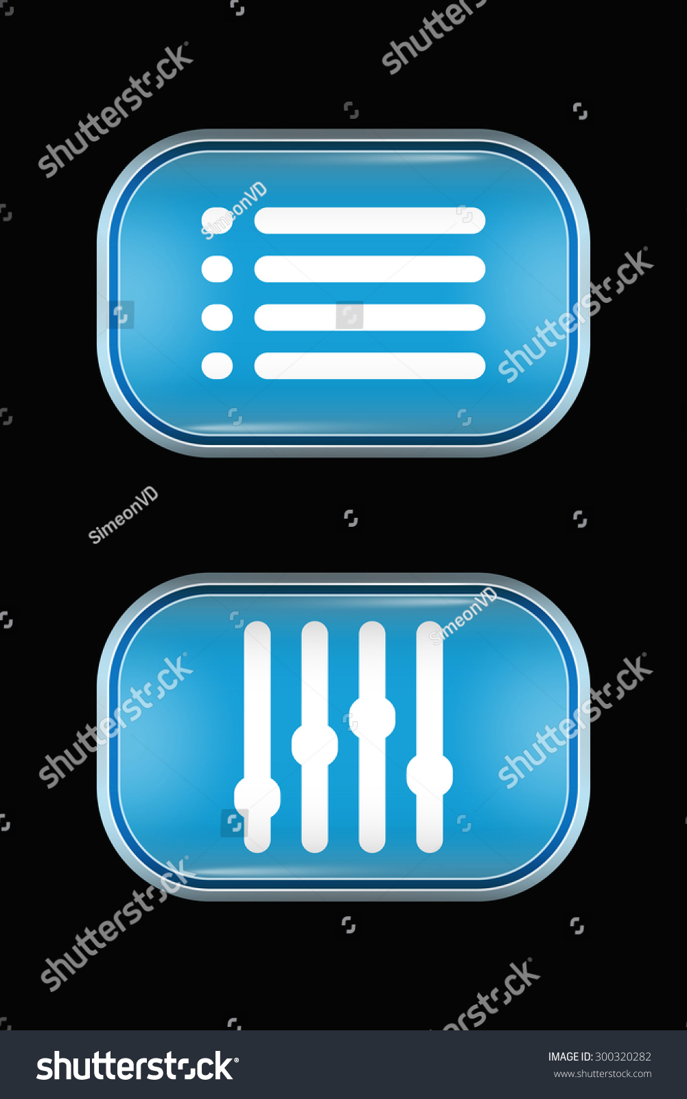 Modern Glass Buttons Equalizer Playlist Rectangular Stock Vector ...