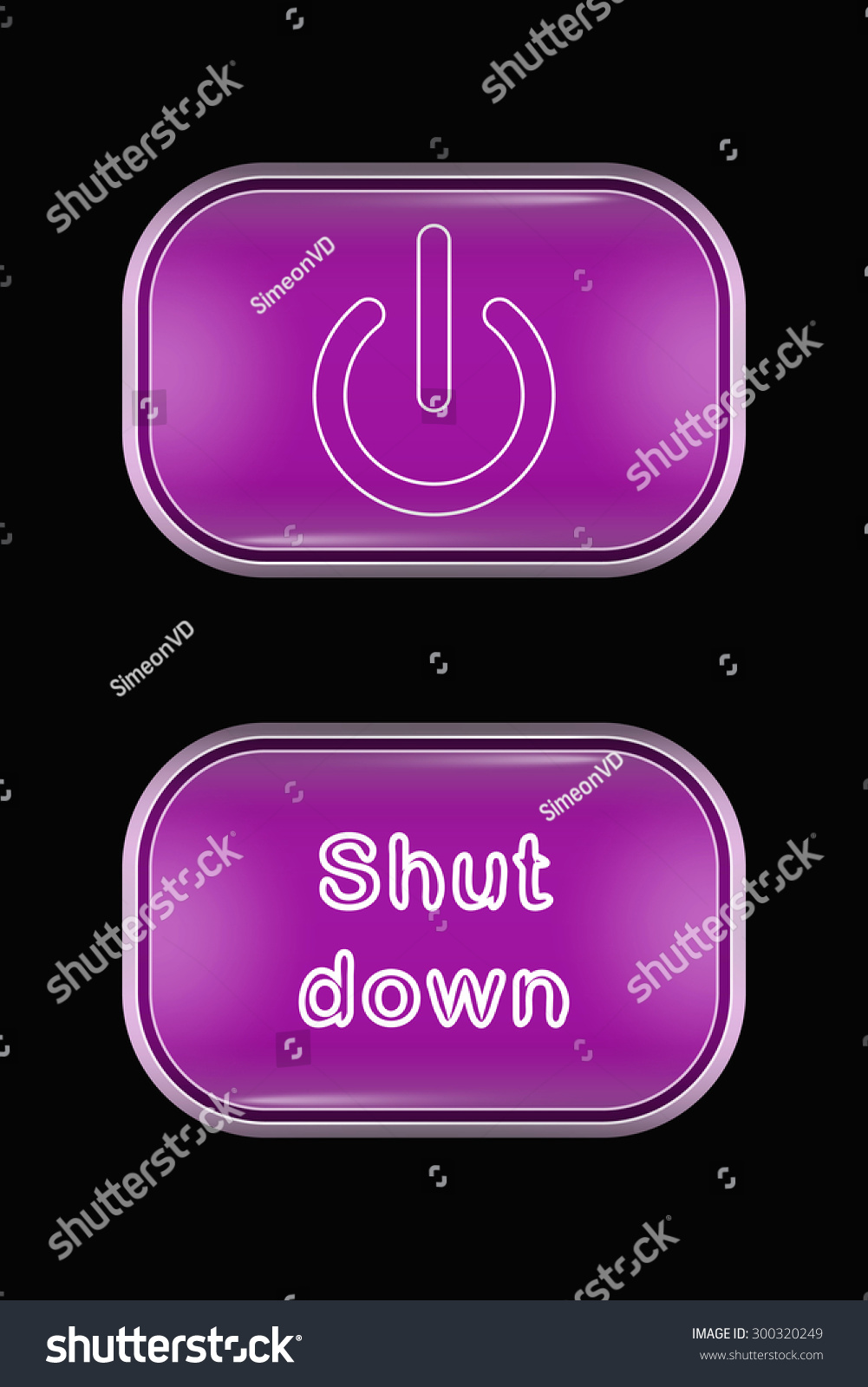 Modern Glass Buttons Shut Down Rectangular Stock Vector (Royalty Free ...