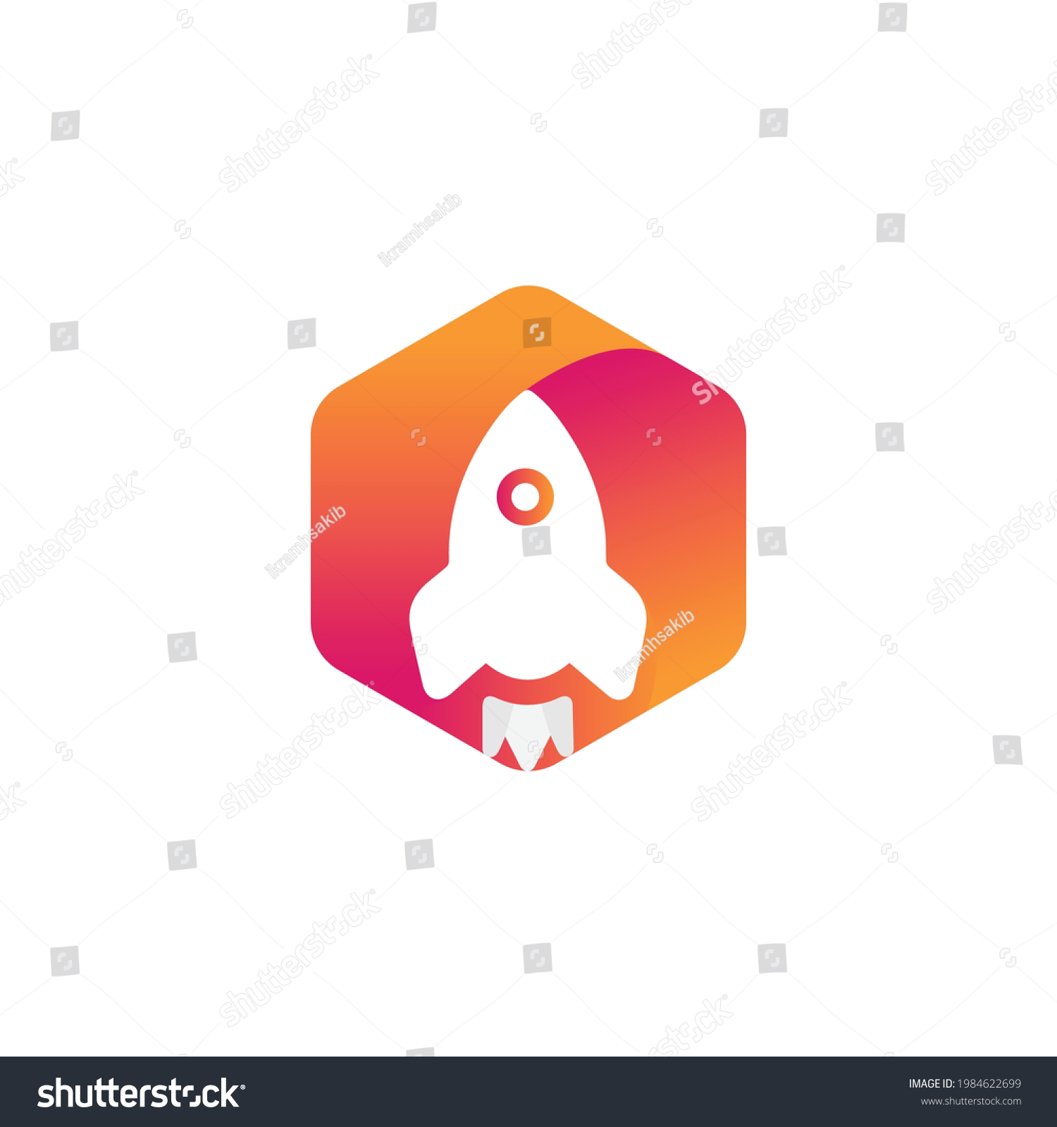Modern Hexagon Rocket Logo Design Stock Vector (Royalty Free ...