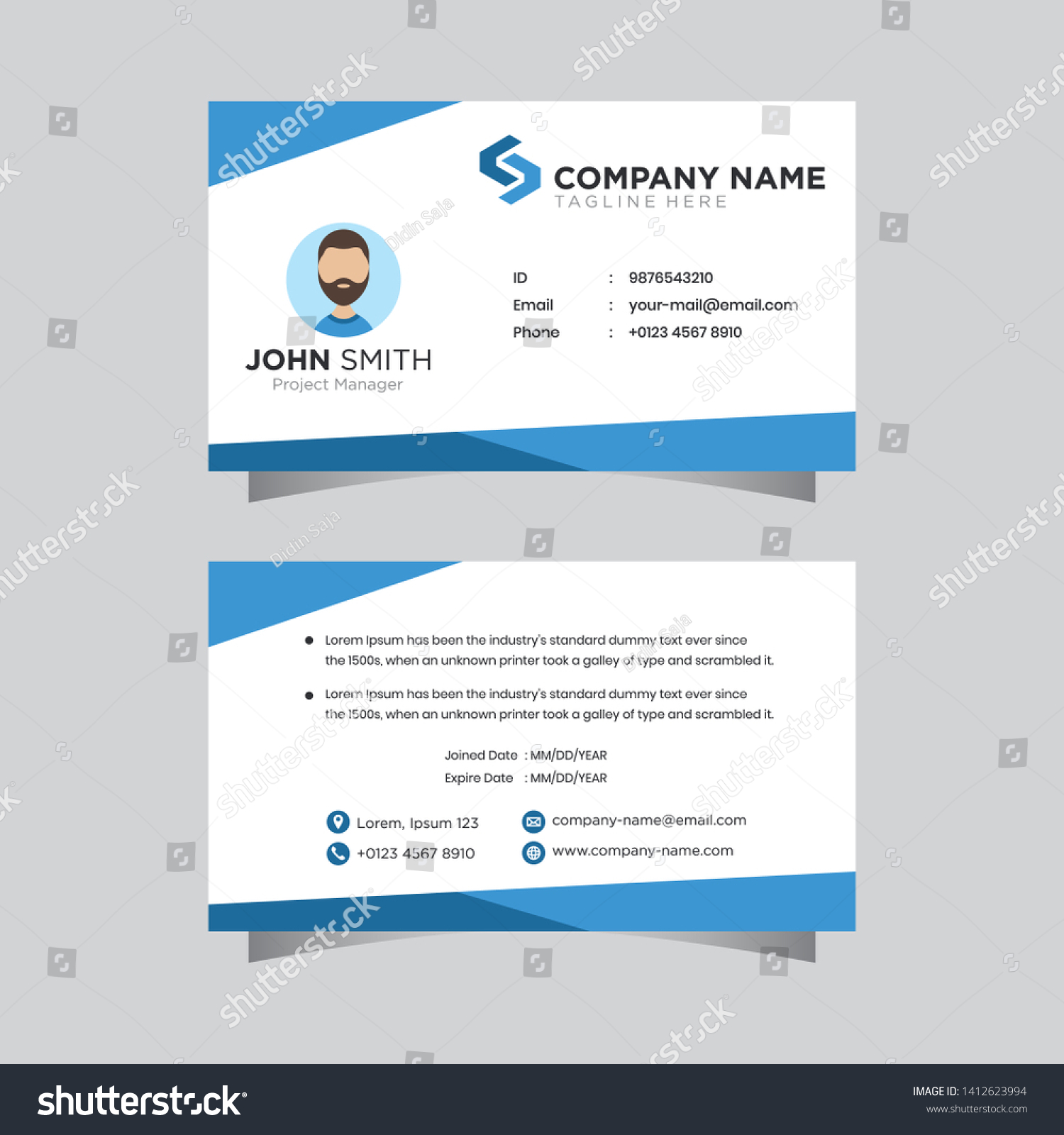 Modern Horizontal Id Card Design Template Stock Vector (Royalty Free ...