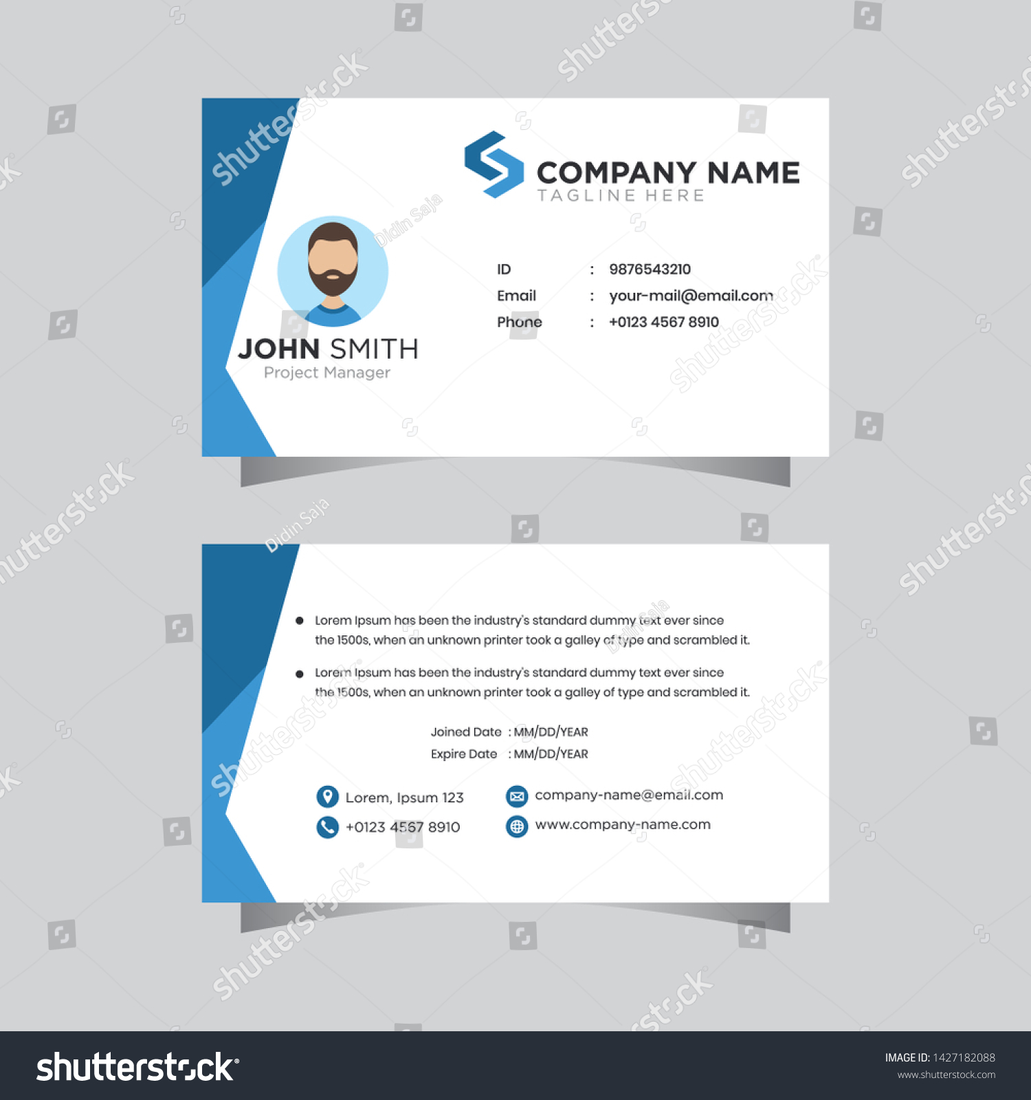 Modern Horizontal Id Card Design Template Stock Vector (Royalty Free ...
