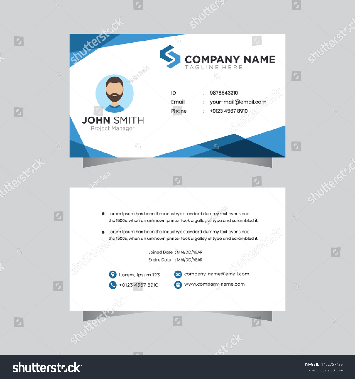 Modern Horizontal Id Card Design Template Stock Vector (Royalty Free ...