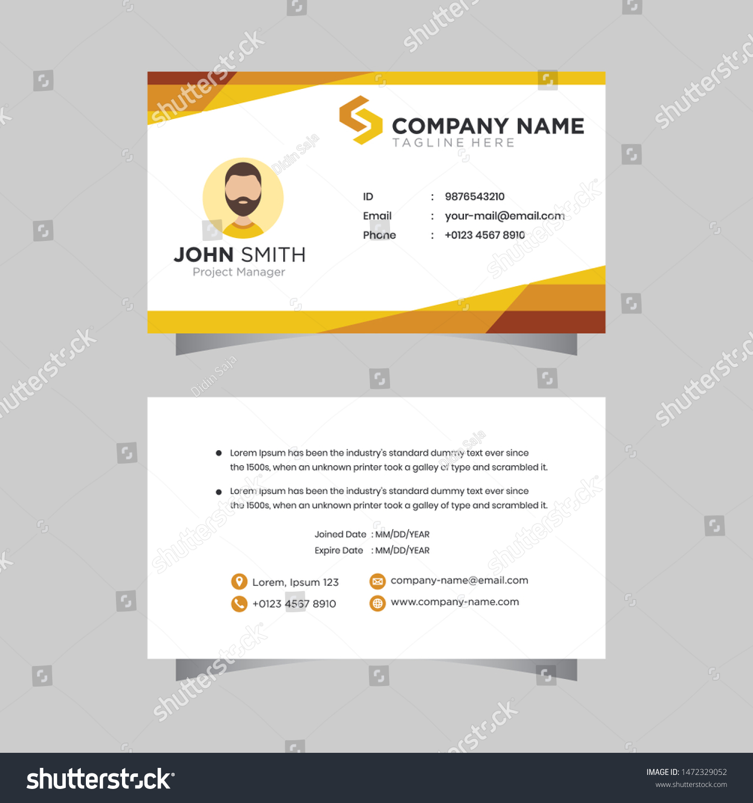 Modern Horizontal Id Card Design Template Stock Vector (Royalty Free ...