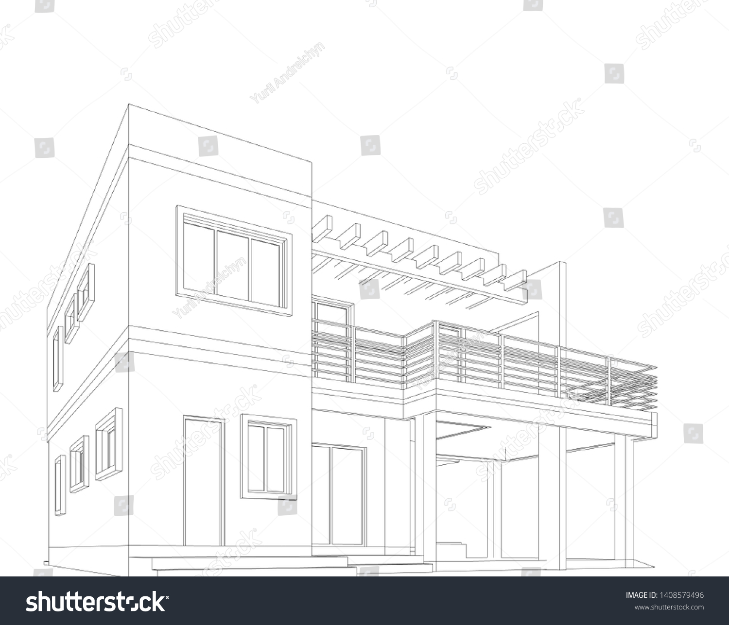 Modern House Architecture 3d Vector Illustration Stock Vector (Royalty ...