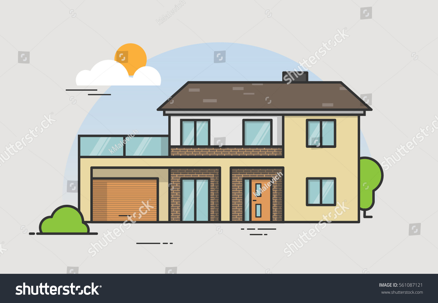 Modern House Vector Illustration: vector de stock (libre de regalías ...