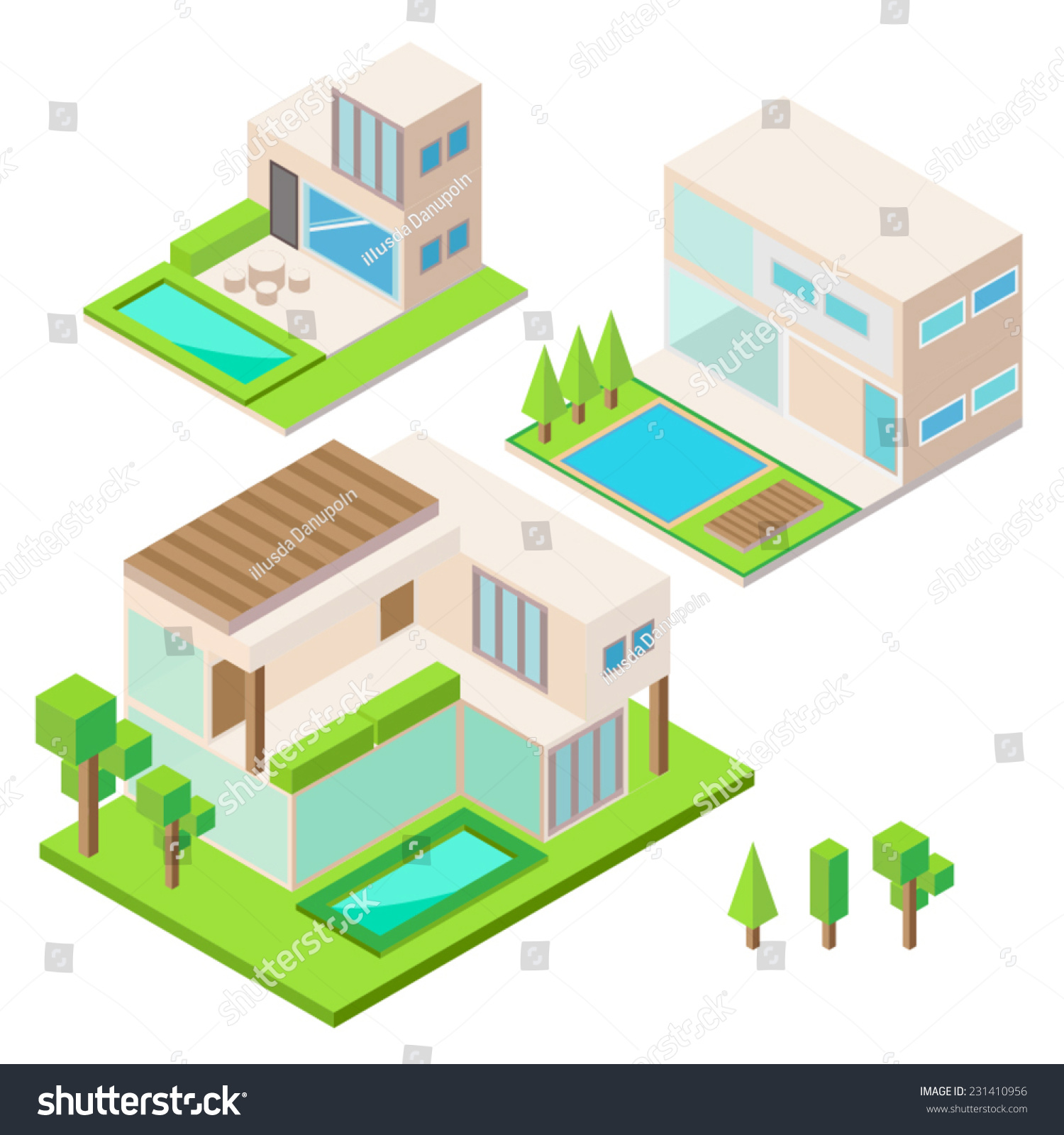 Modern House Isometric Design Vector Stock Vector (Royalty Free ...