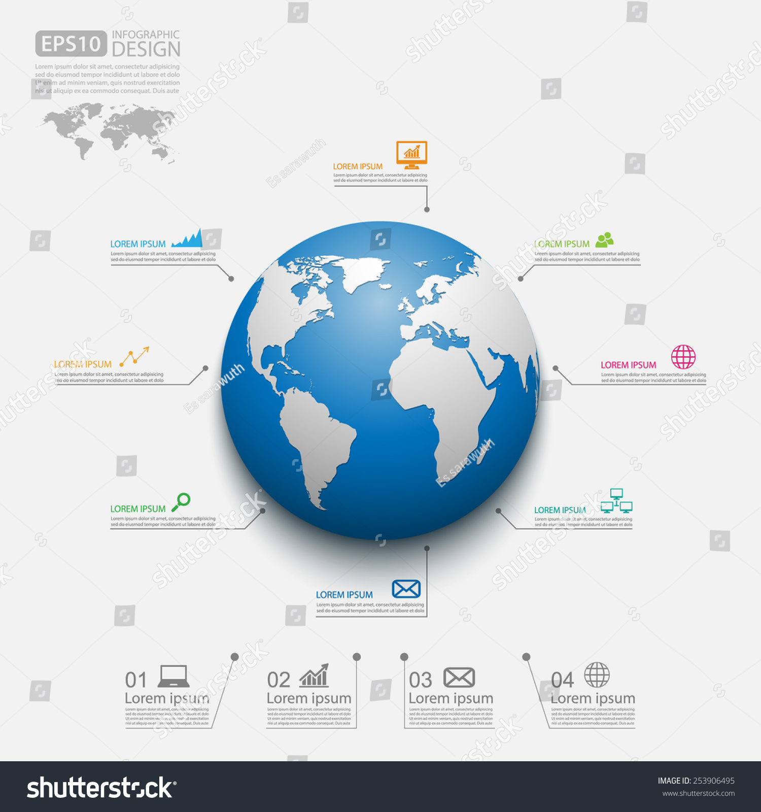 Modern Infographic Global Templatevector 스톡 벡터(로열티 프리) 253906495 ...