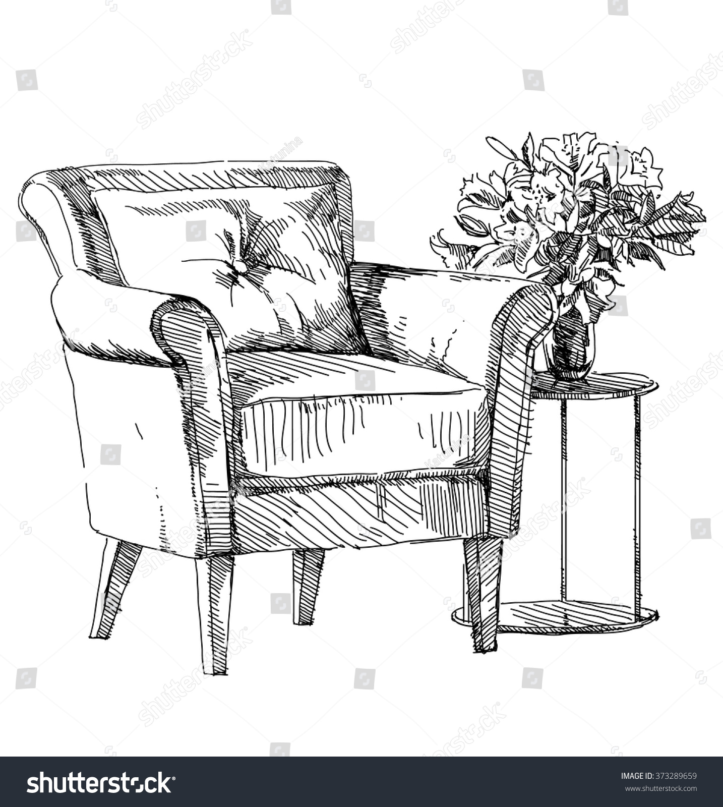 Modern Interior Hand Drawing Vector 库存矢量图（免版税）373289659 | Shutterstock