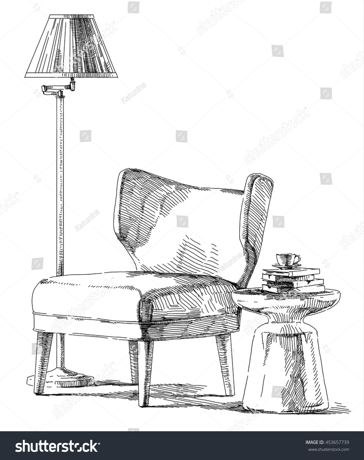 Modern Interior Hand Drawing Vector: เวกเตอร์สต็อก (ปลอดค่าลิขสิทธิ์ ...