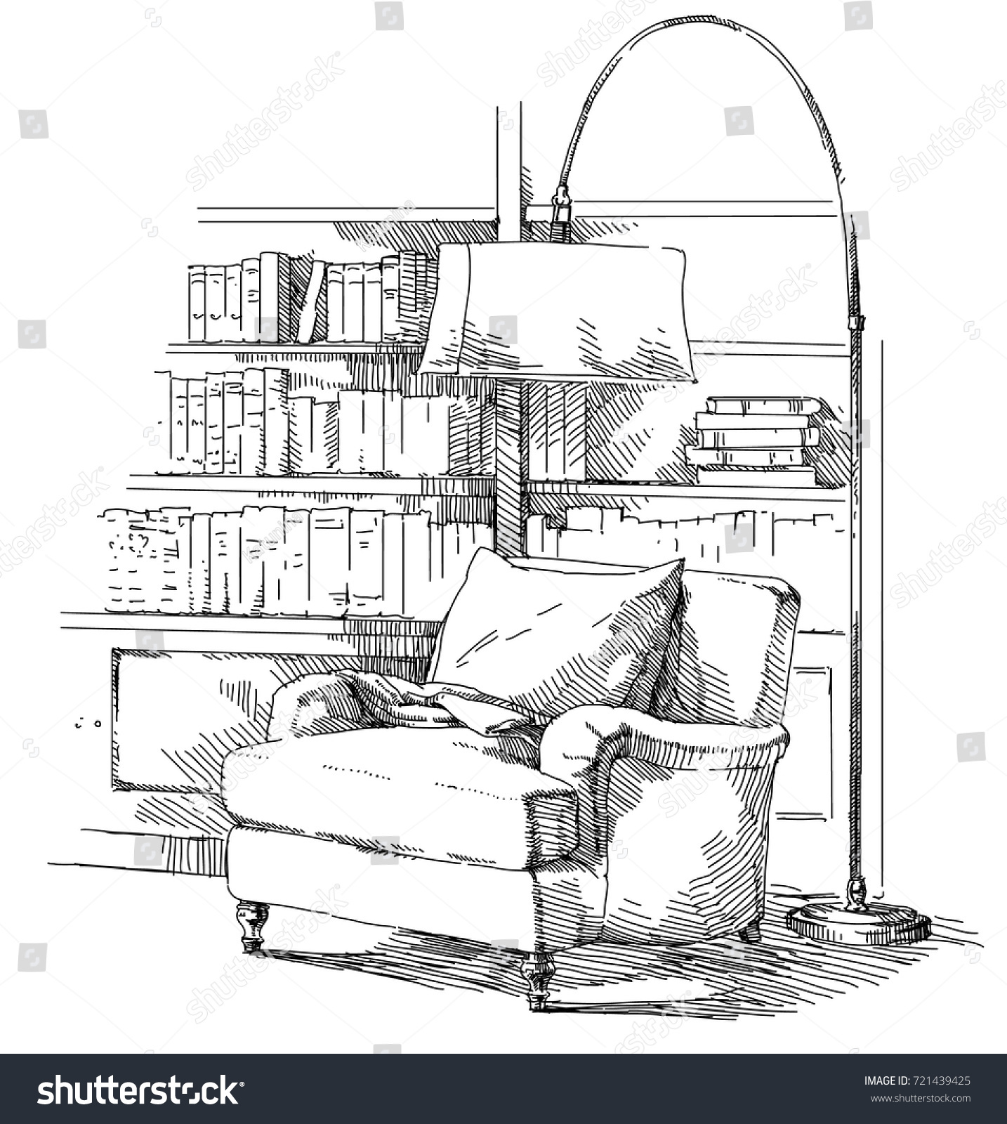 Modern Interior Hand Drawing Vector: vetor stock (livre de direitos ...