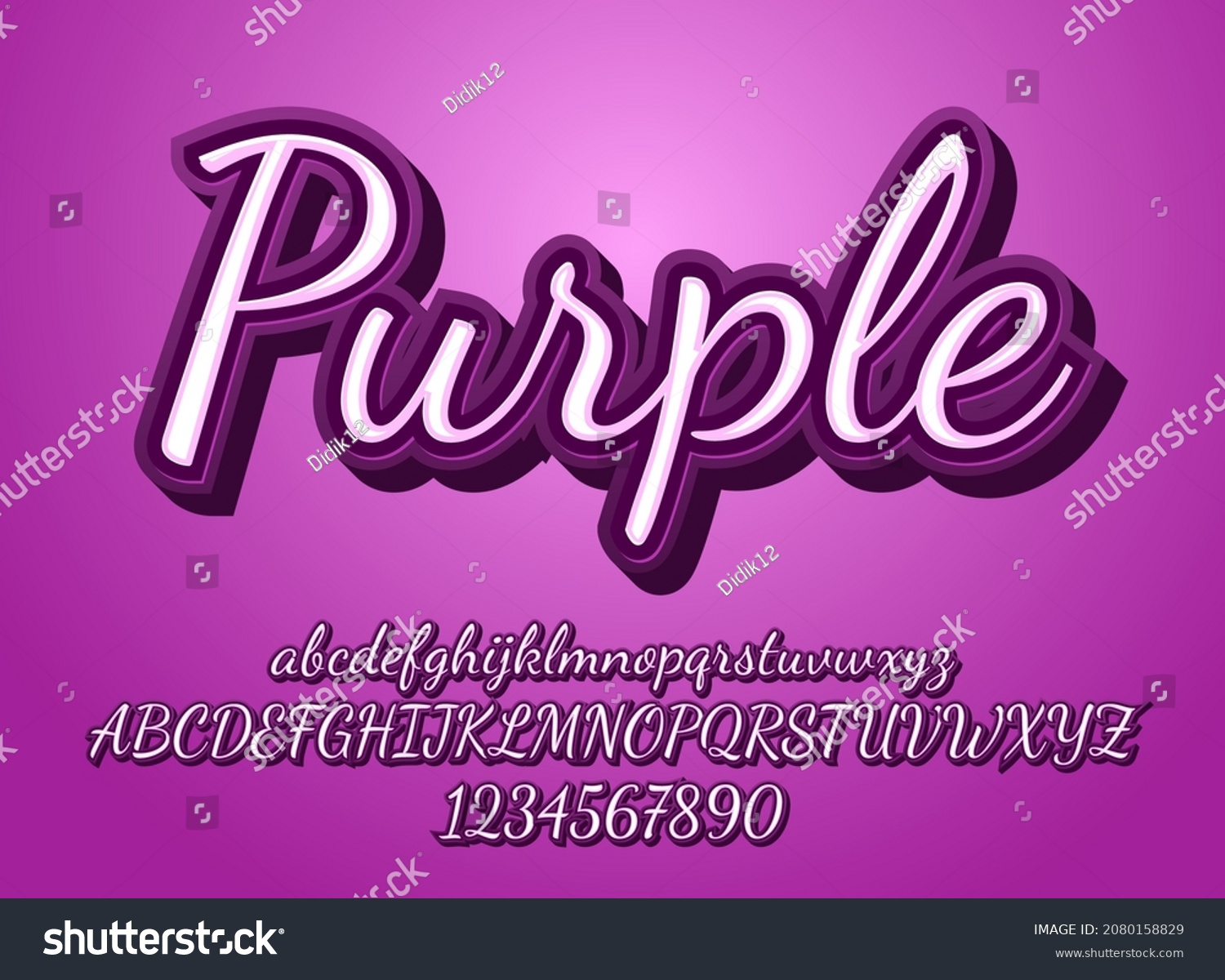 Modern Kids Purple Script Text Effect Stock Vector (Royalty Free ...