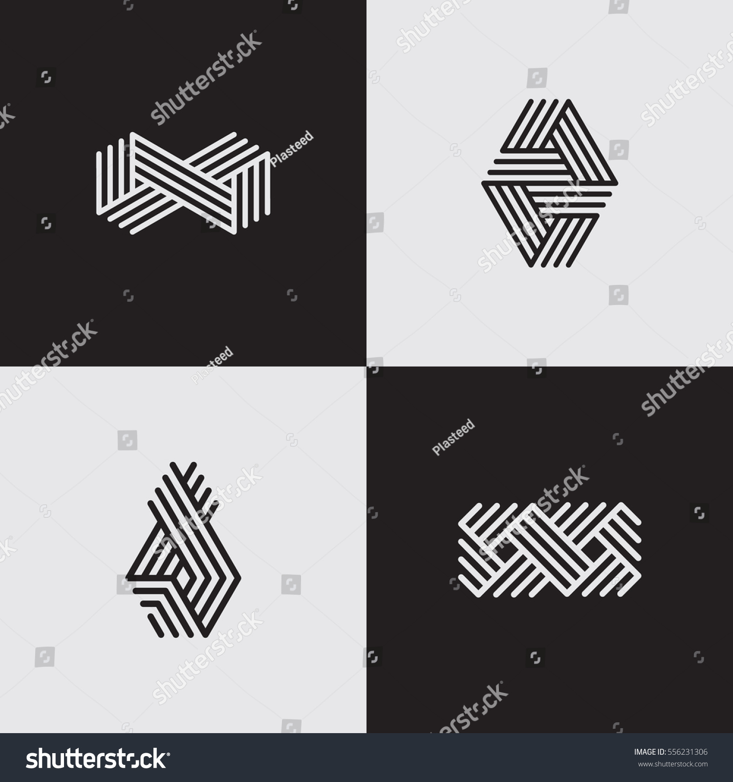 Logotipos de linha moderna. Formas geométricas: vetor stock (livre de ...