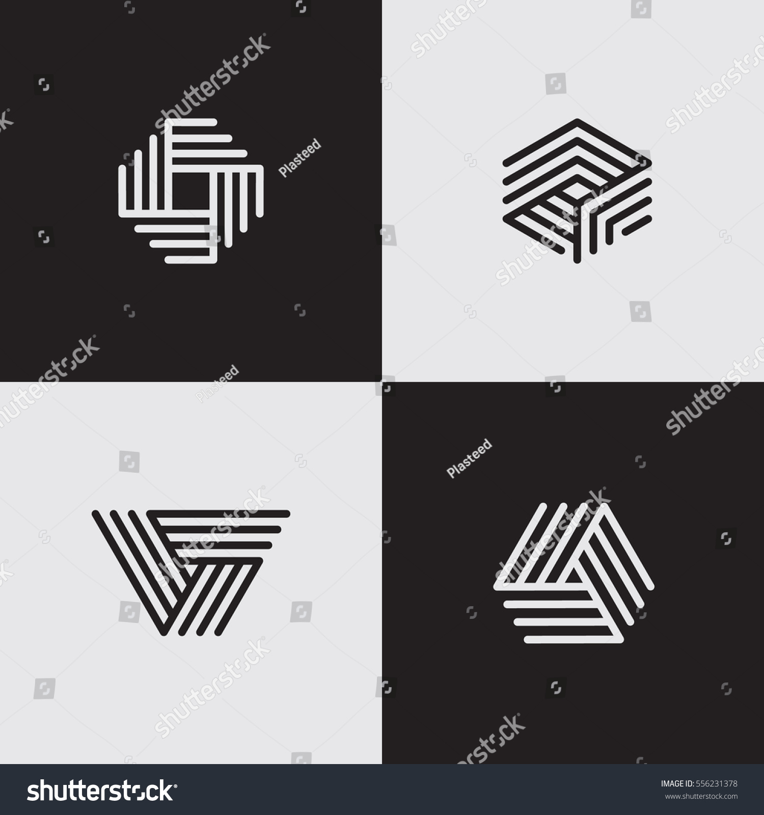Modern Line Logos Creative Geometric Shapes Stock Vector (Royalty Free ...
