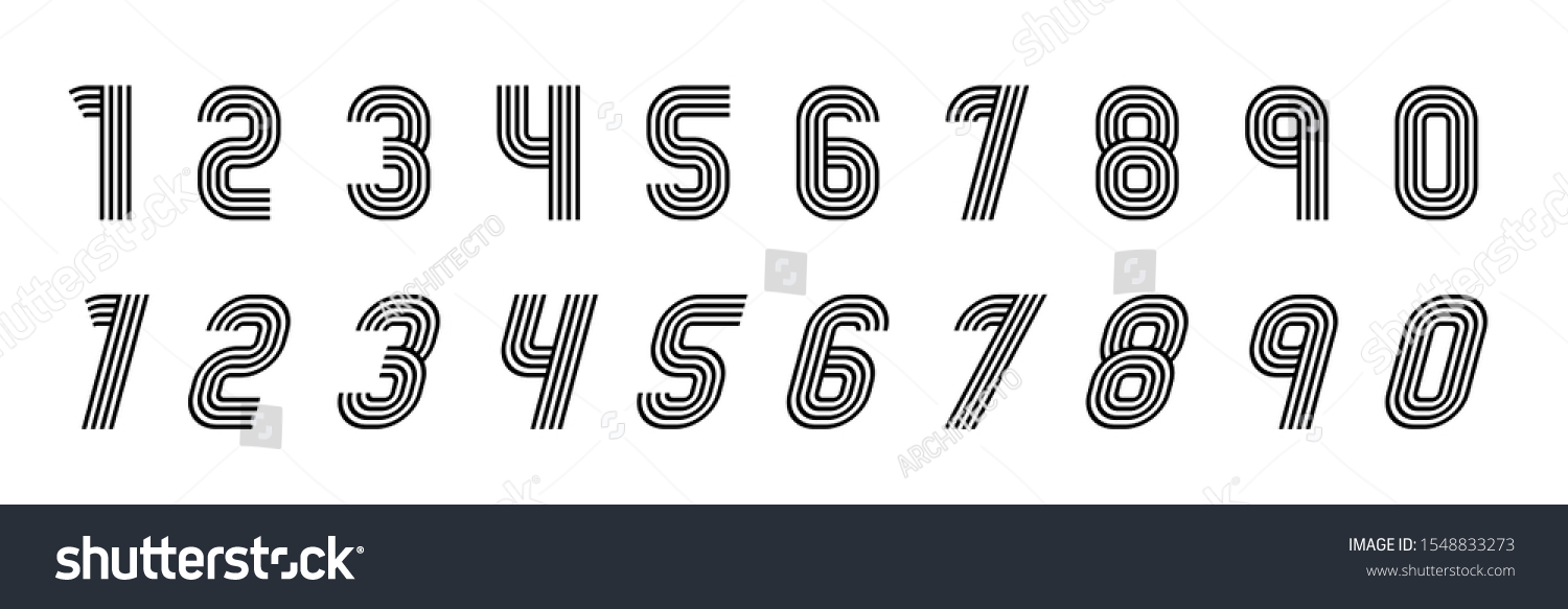 Modern Line Numbers Font Vector: vector de stock (libre de regalías ...