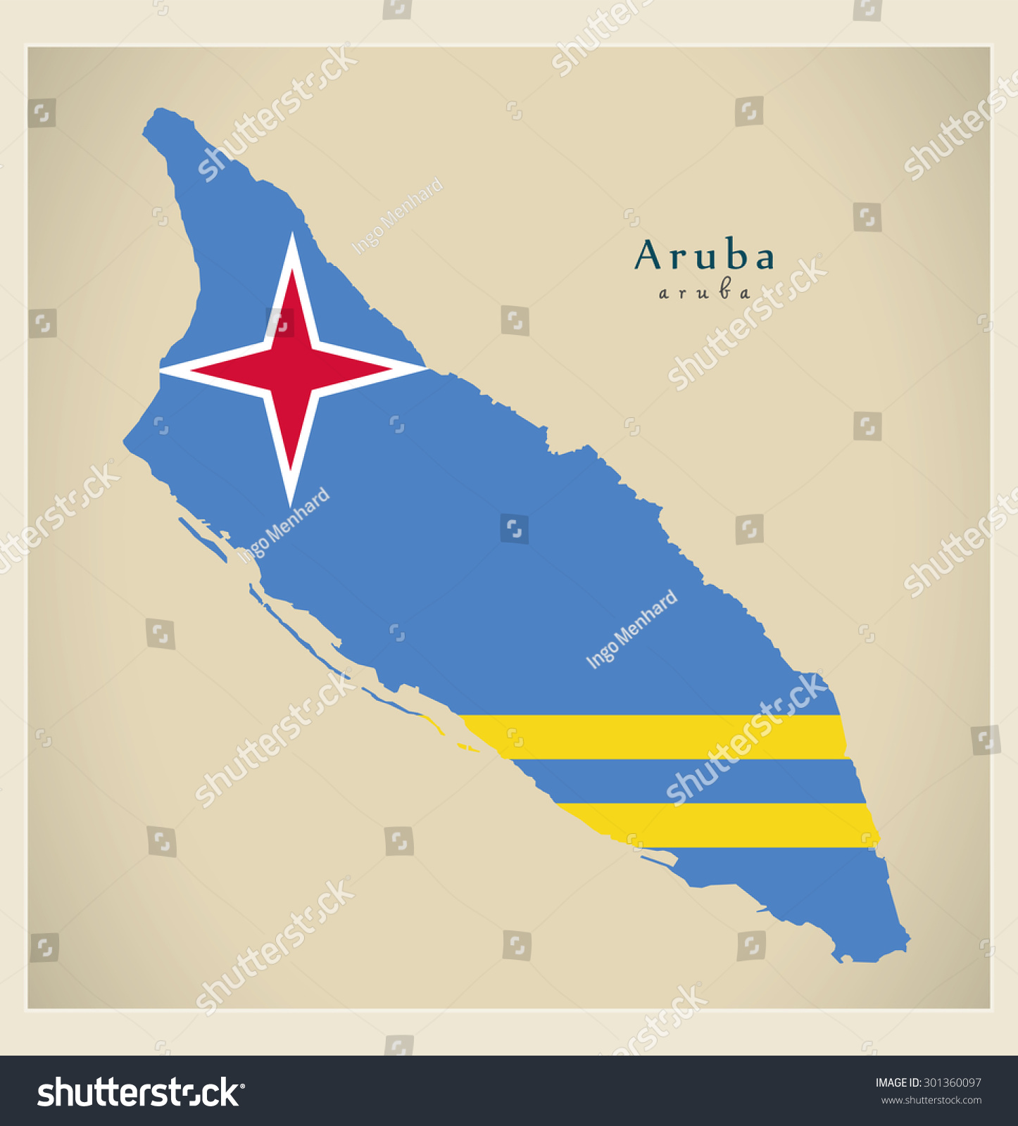 Modern Map Aruba Flag Colored Aw Stock Vector (Royalty Free) 301360097