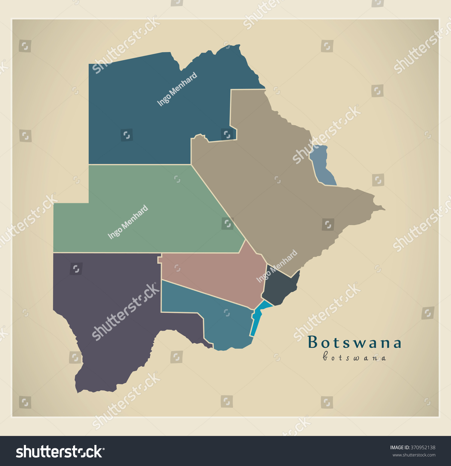 Modern Map Botswana Districts Colored Bw: vector de stock (libre de ...
