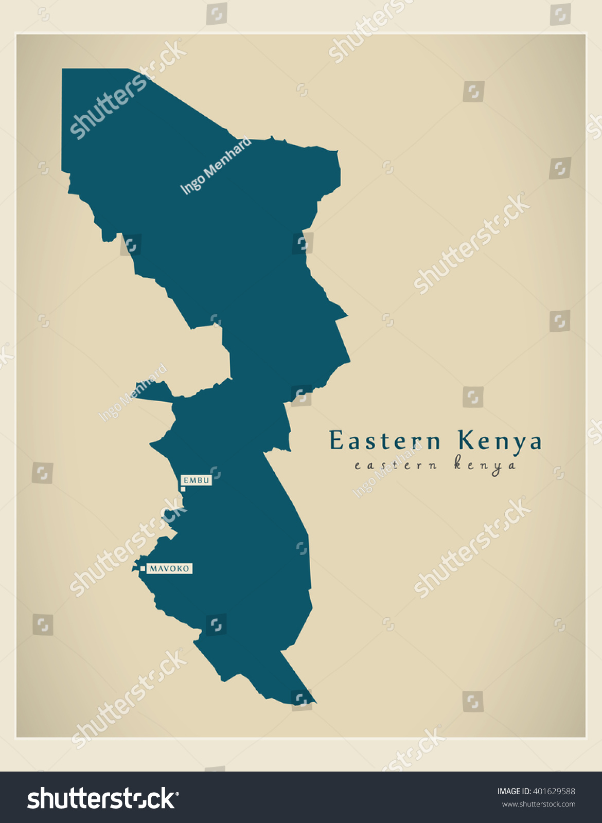 Modern Map Eastern Kenya Ke Stock Vector (Royalty Free) 401629588 ...