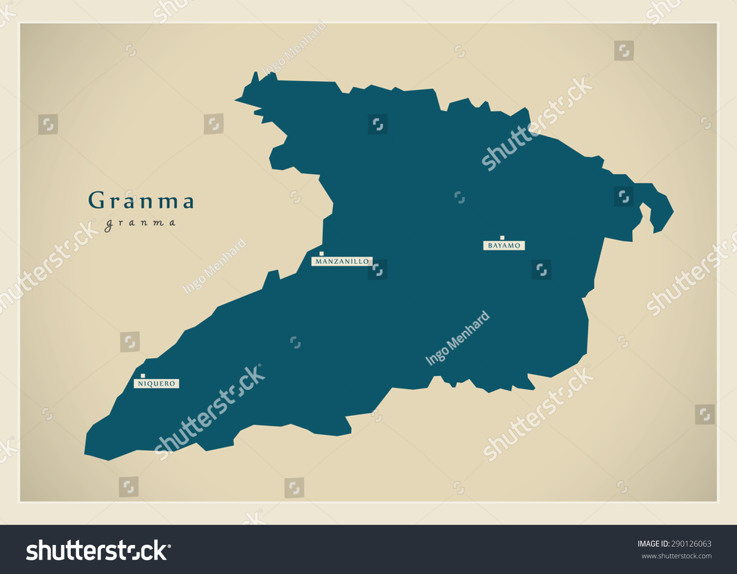 Modern Map Granma Cu Stock Vector (Royalty Free) 290126063