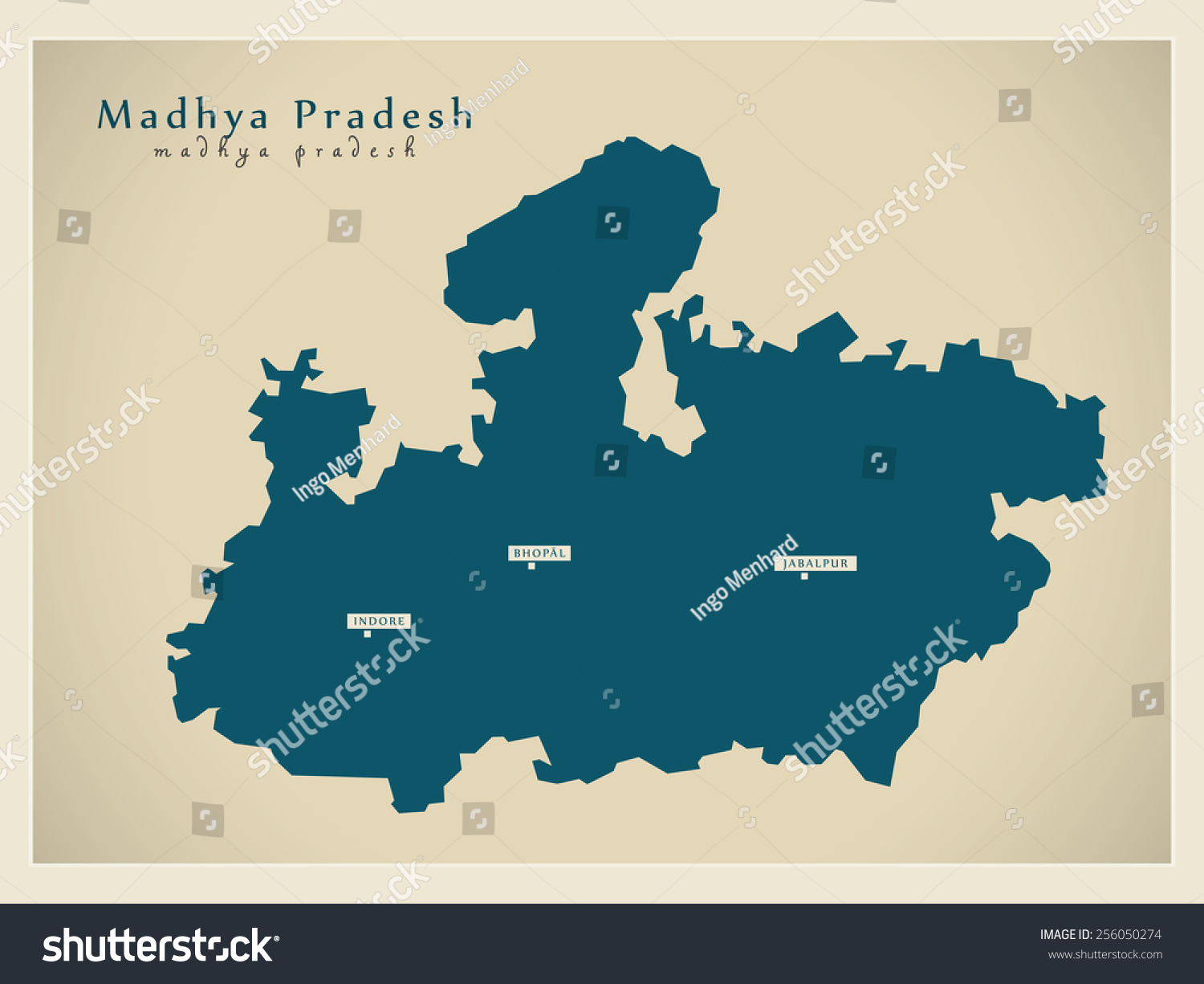 Modern Map Madhya Pradesh Stock Vector (Royalty Free) 256050274