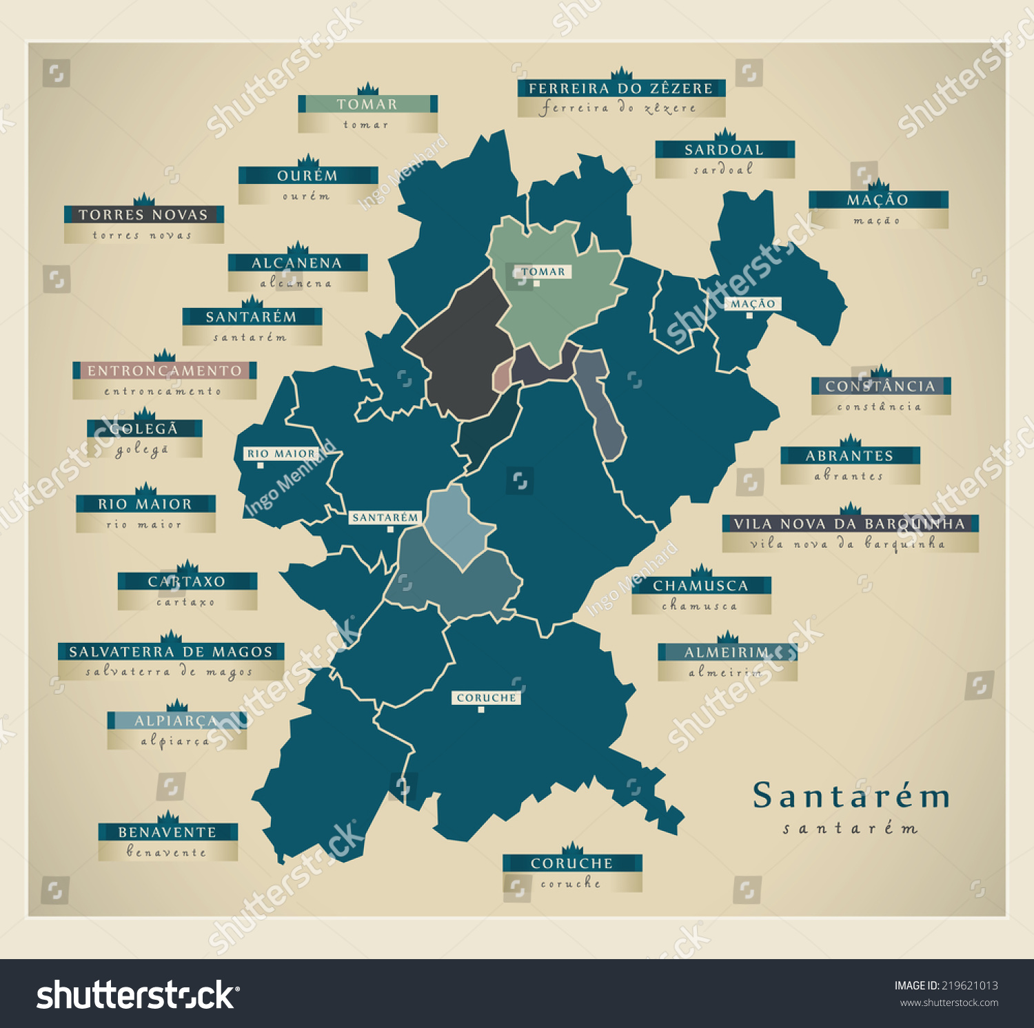 Modern Map Santarem Pt Stock Vector (Royalty Free) 219621013 | Shutterstock