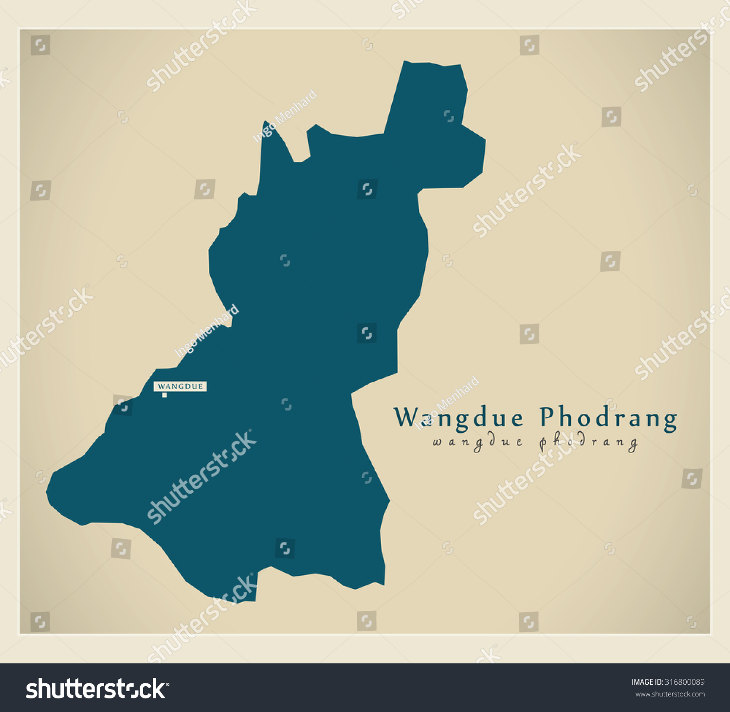 Modern Map Wangdue Phodrang Bt Stock Vector (Royalty Free) 316800089 ...