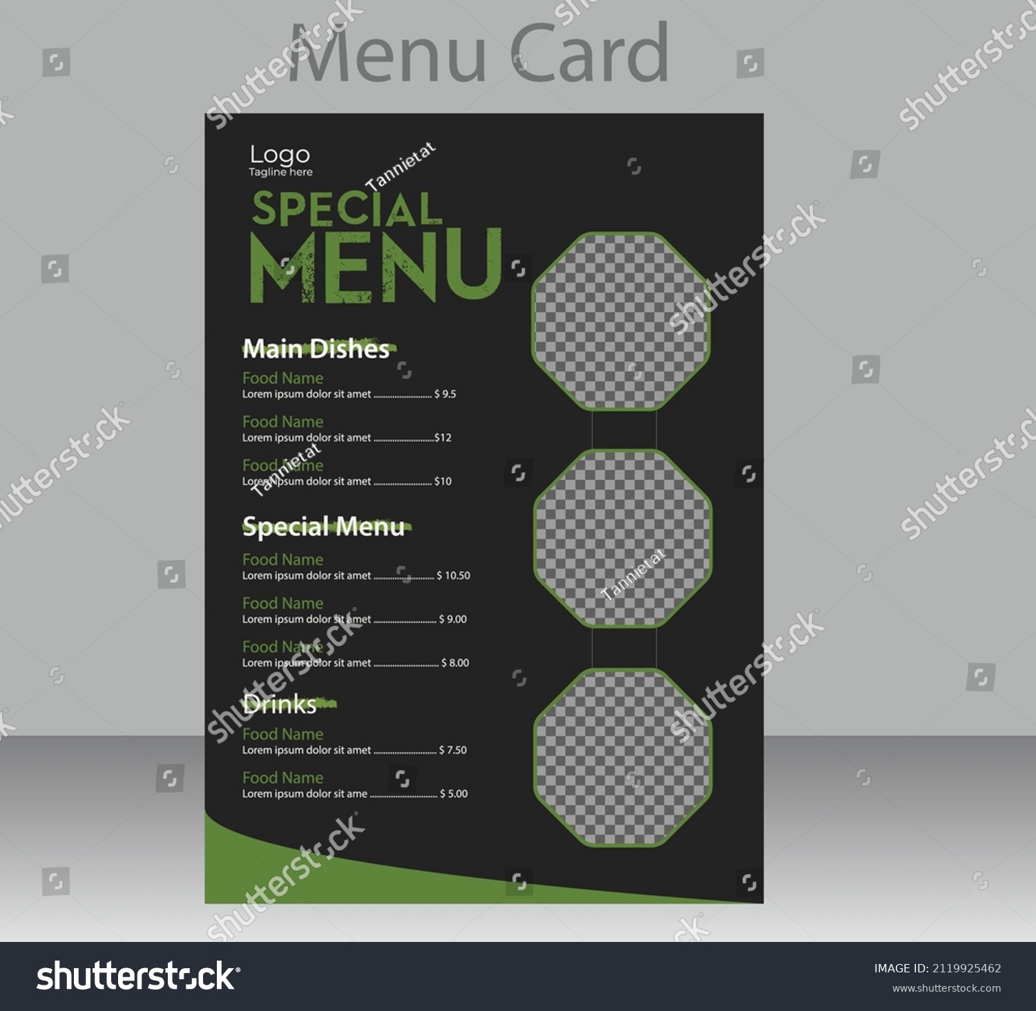 Modern Menu Card Design Template Stock Vector (Royalty Free) 2119925462 ...