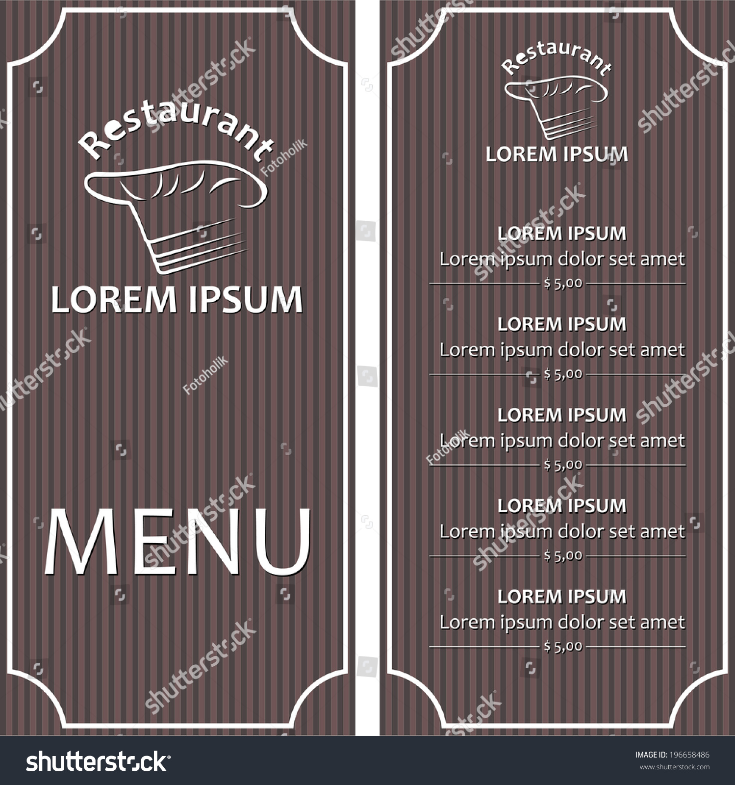 Vektor Stok Modern Menu Template Design Restaurant Vector (Tanpa ...