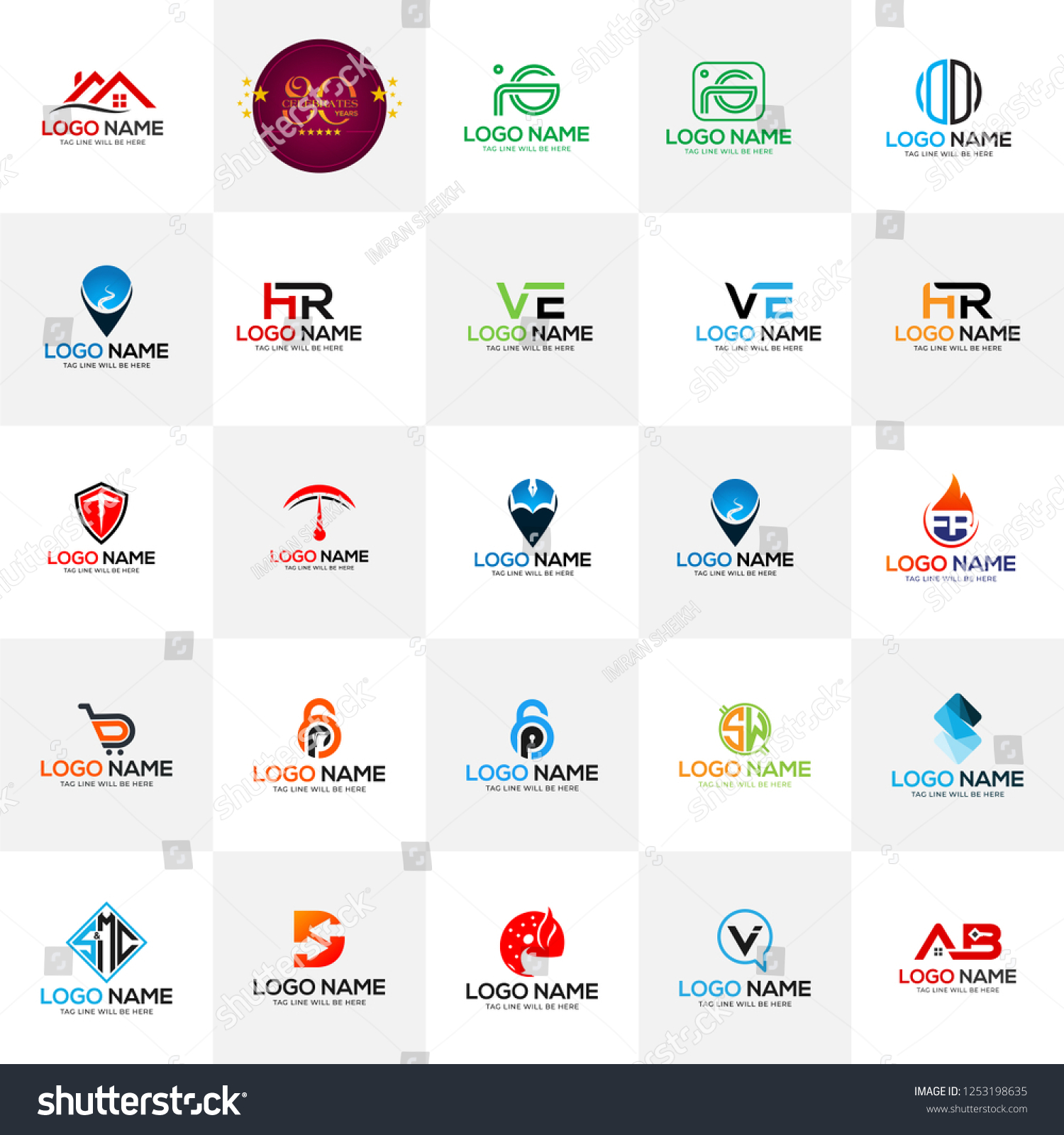 Modern Minimal Mega Vector 25 Logo Stock Vector (Royalty Free) 1253198635