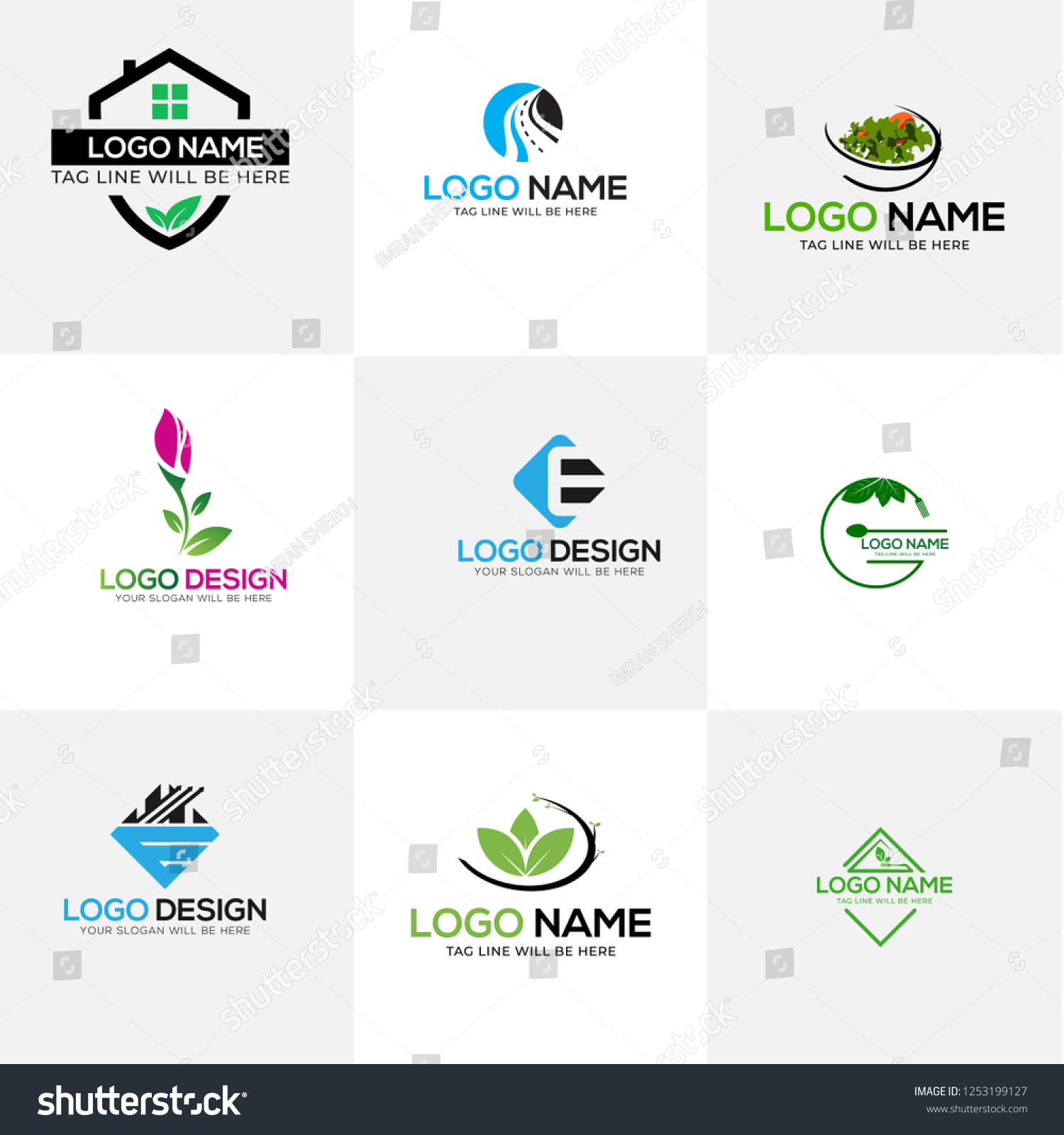Modern Minimal Mega Vector Logo Set Stock Vector (Royalty Free) 1253199127