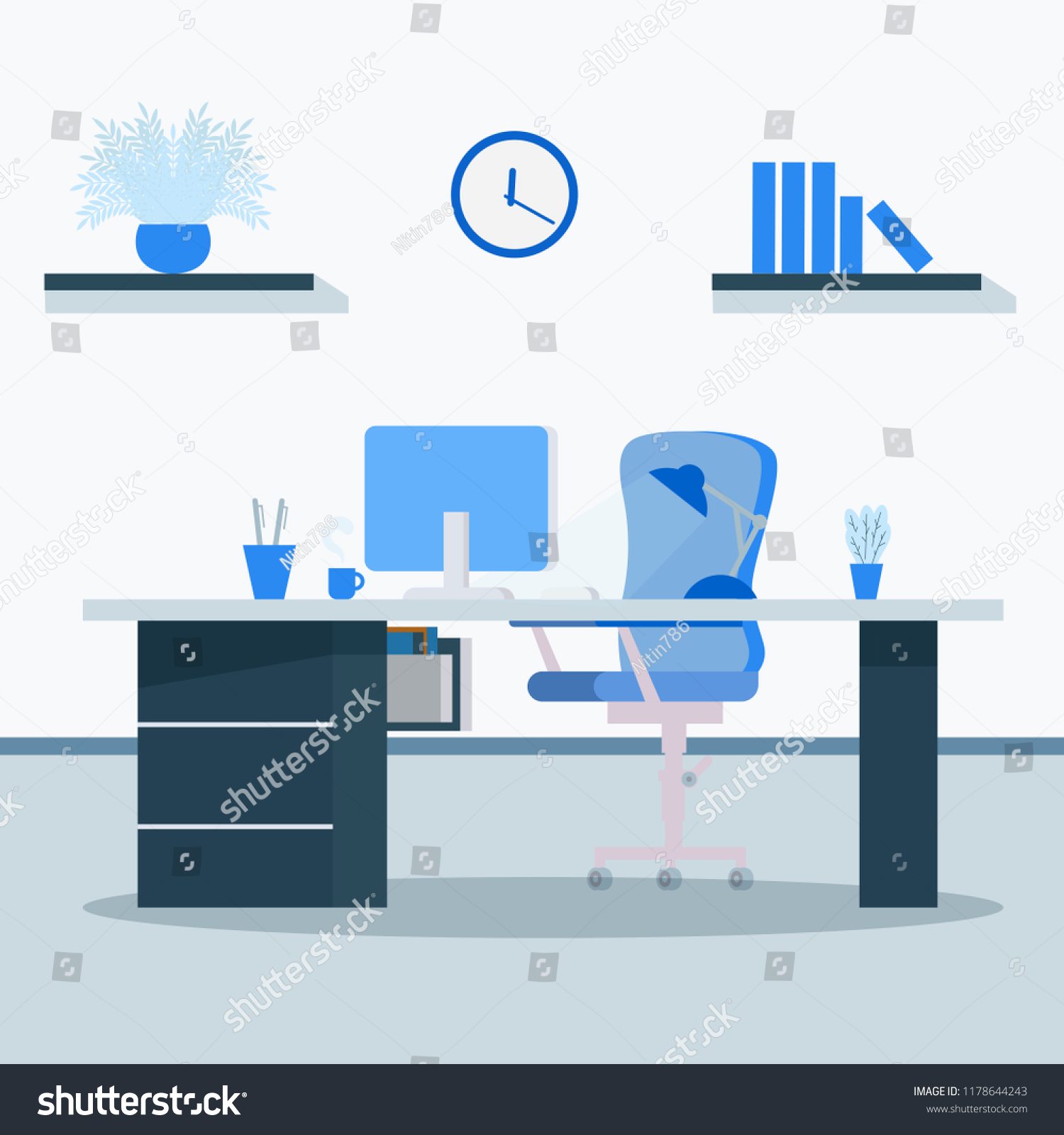 Modern Office Interior Vector Cartoon Image Stock Vector (Royalty Free ...
