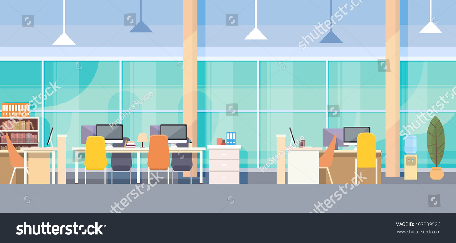 Modern Office Interior Workplace Desk Flat Stock Vector (Royalty Free ...