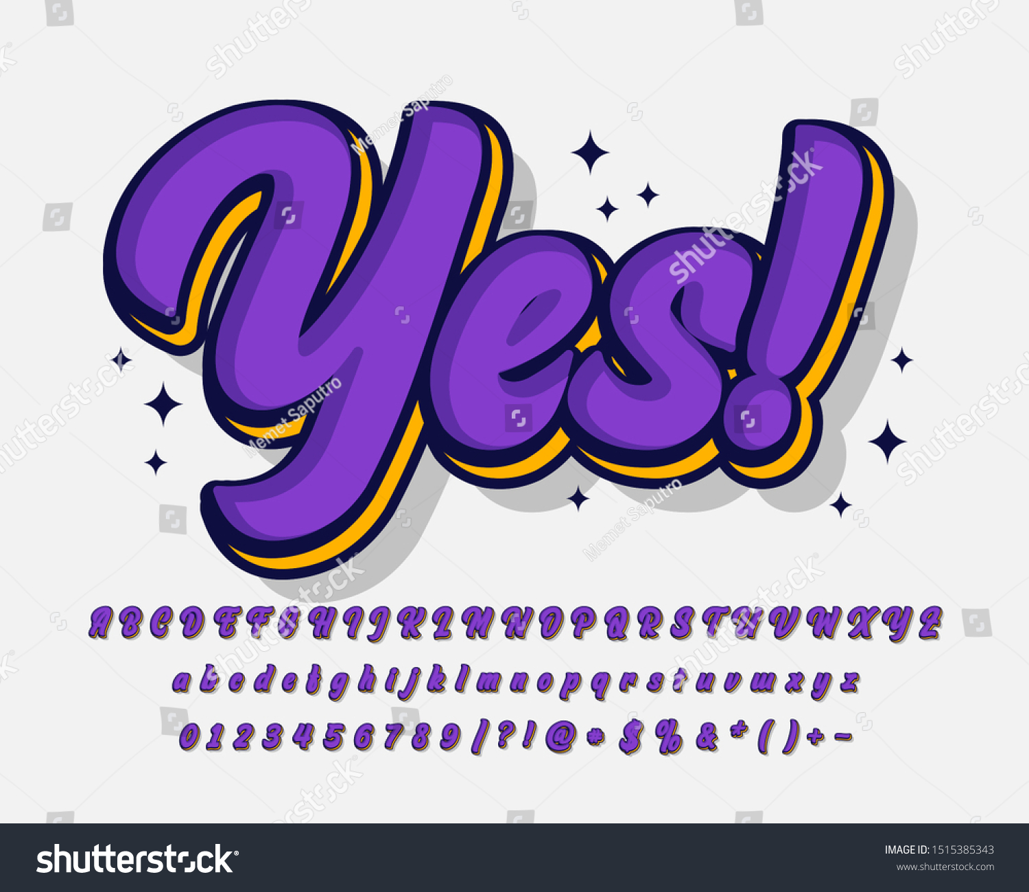 Vektor Stok Modern Old Pop Art Script Font (Tanpa Royalti) 1515385343 ...