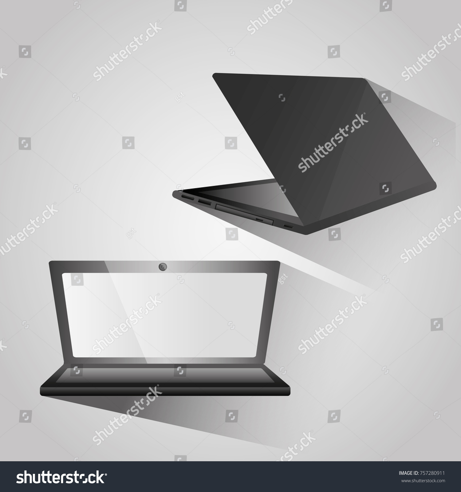 Modern Open Laptop Back Side View Stock Vector (Royalty Free) 757280911