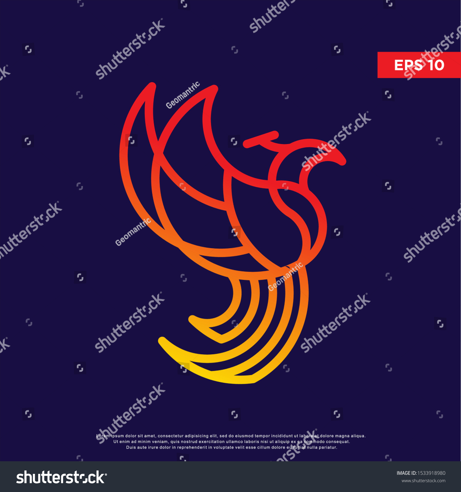 Modern Phoenix Logo Using Monoline Style Stock Vector (Royalty Free ...