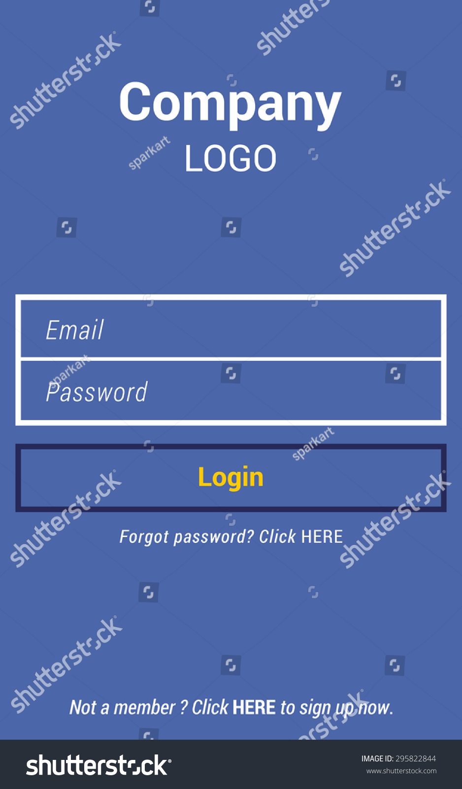 Modern Plan Clean Login Screen Design Stock Vector (Royalty Free) 295822844
