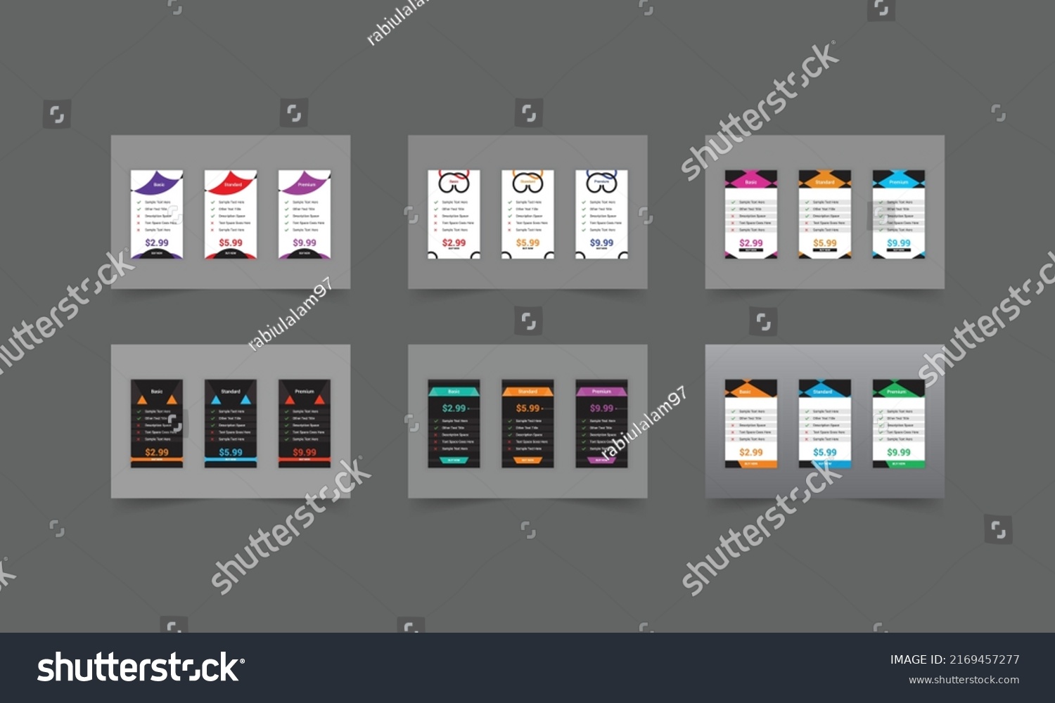 Modern Pricing Comparison Table Design Template Stock Vector (Royalty ...