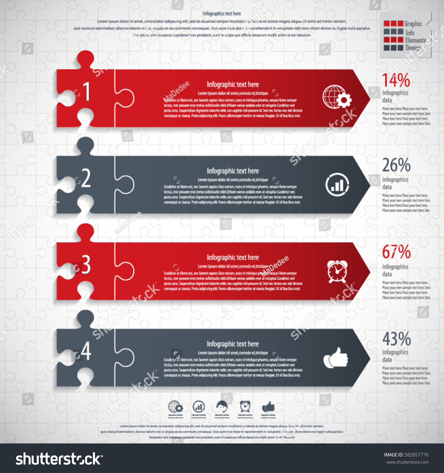 Modern Puzzle Infographics Template 10 Vector Stock Vector (Royalty ...