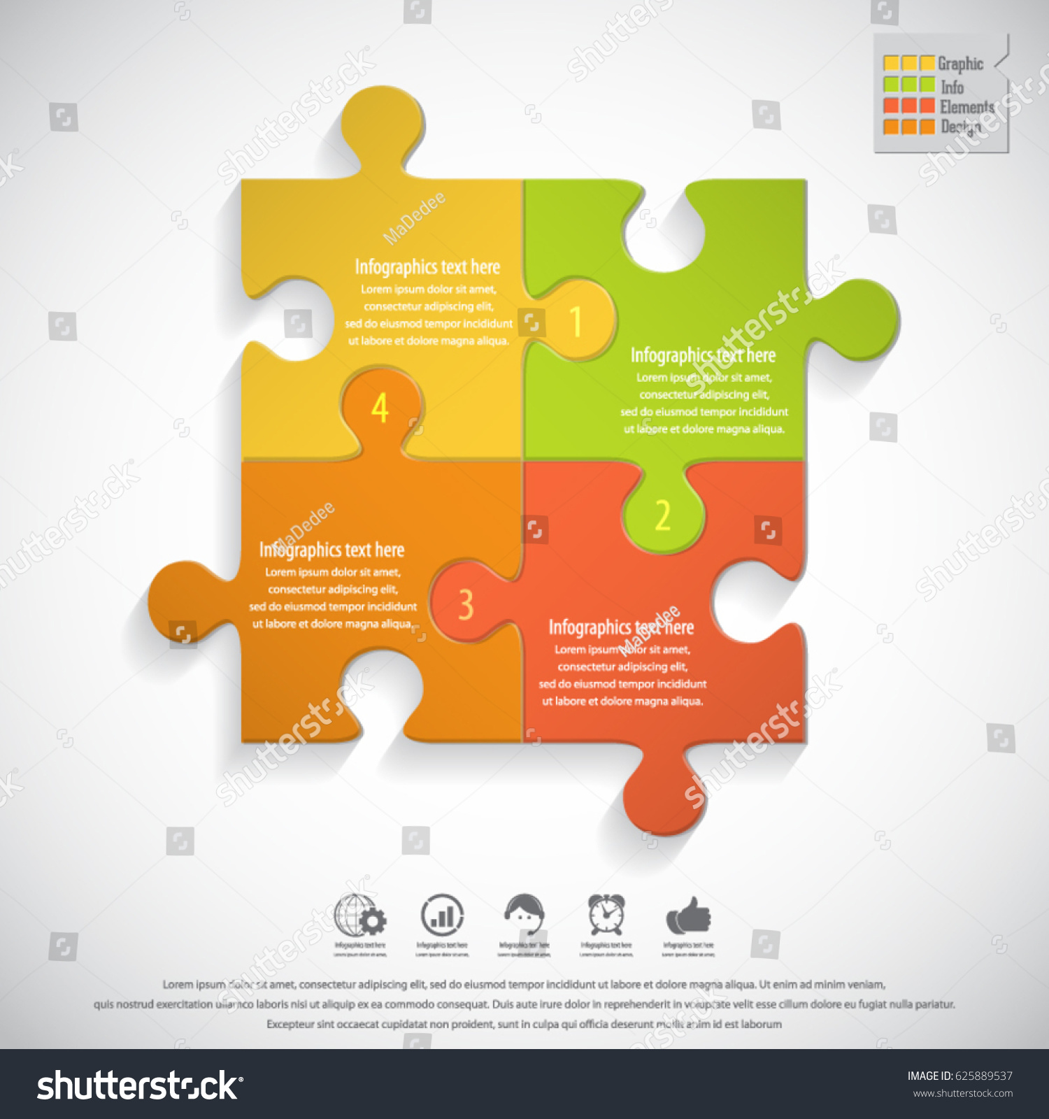 Modern Puzzle Infographics Template 10 Vector Stock Vector (Royalty ...