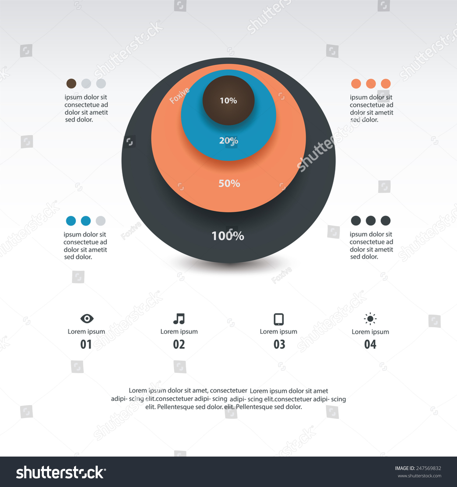 Modern Realistic Pie Chart Infographic Elements 스톡 벡터(로열티 프리) 247569832 ...